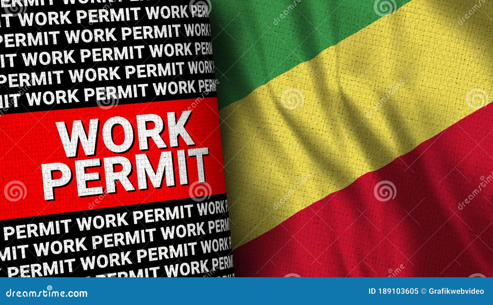 Republic of Congo Flag with Work Permit Title Stock Illustration ...