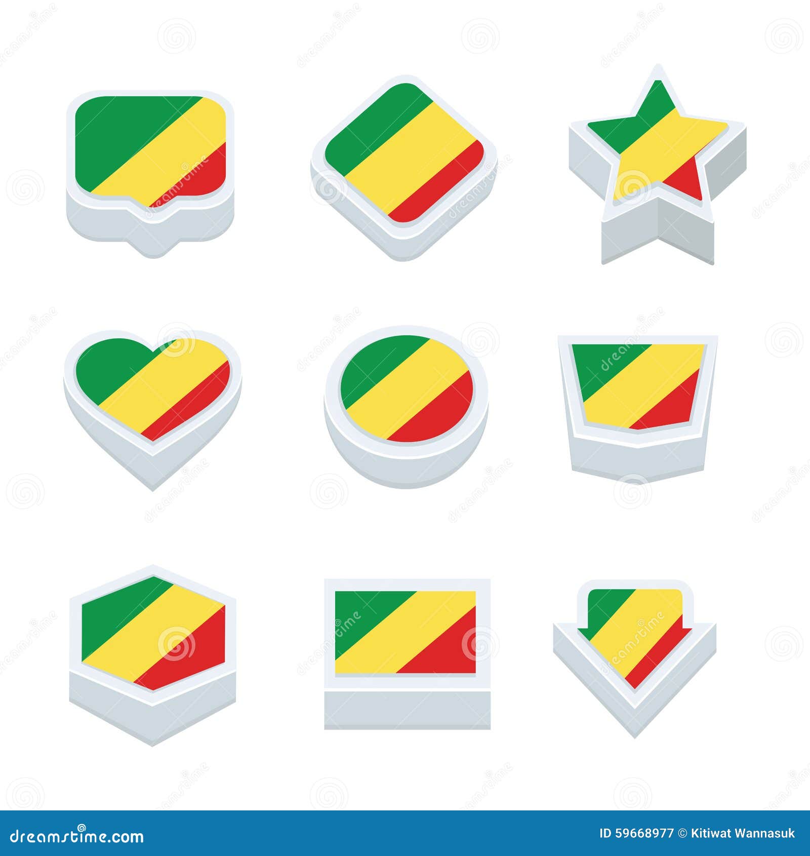 Republic of the Congo Flags Icons and Button Set Nine Styles Stock ...