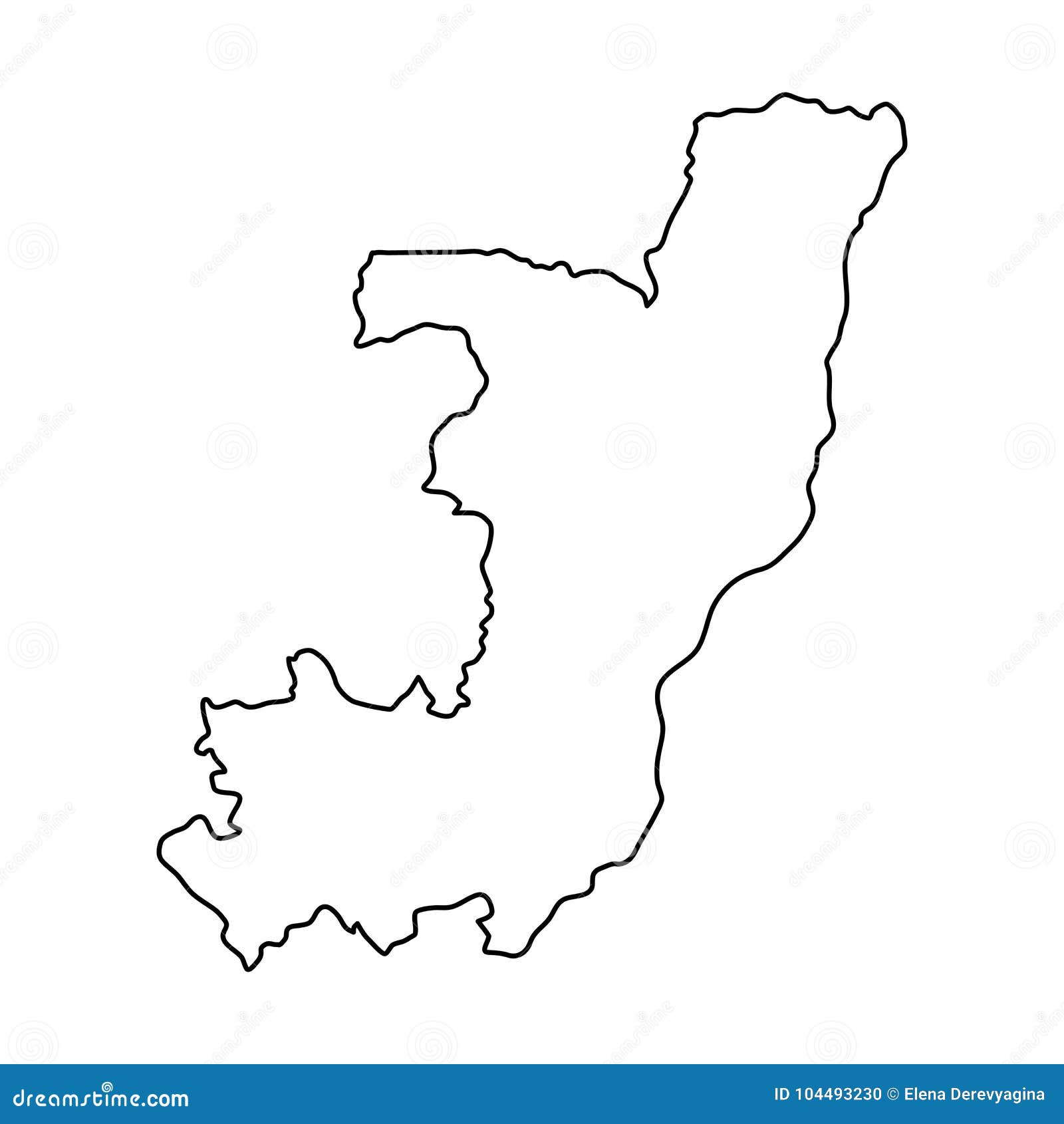 Republic of the Congo Map of Black Contour Curves on White Background ...