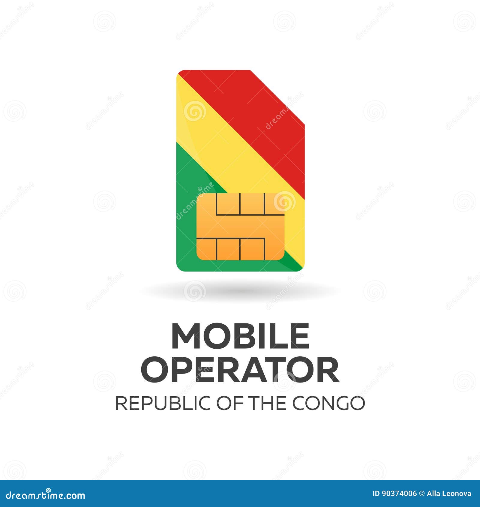 Republic of the Congo Mobile Operator. SIM Card with Flag. Vector ...