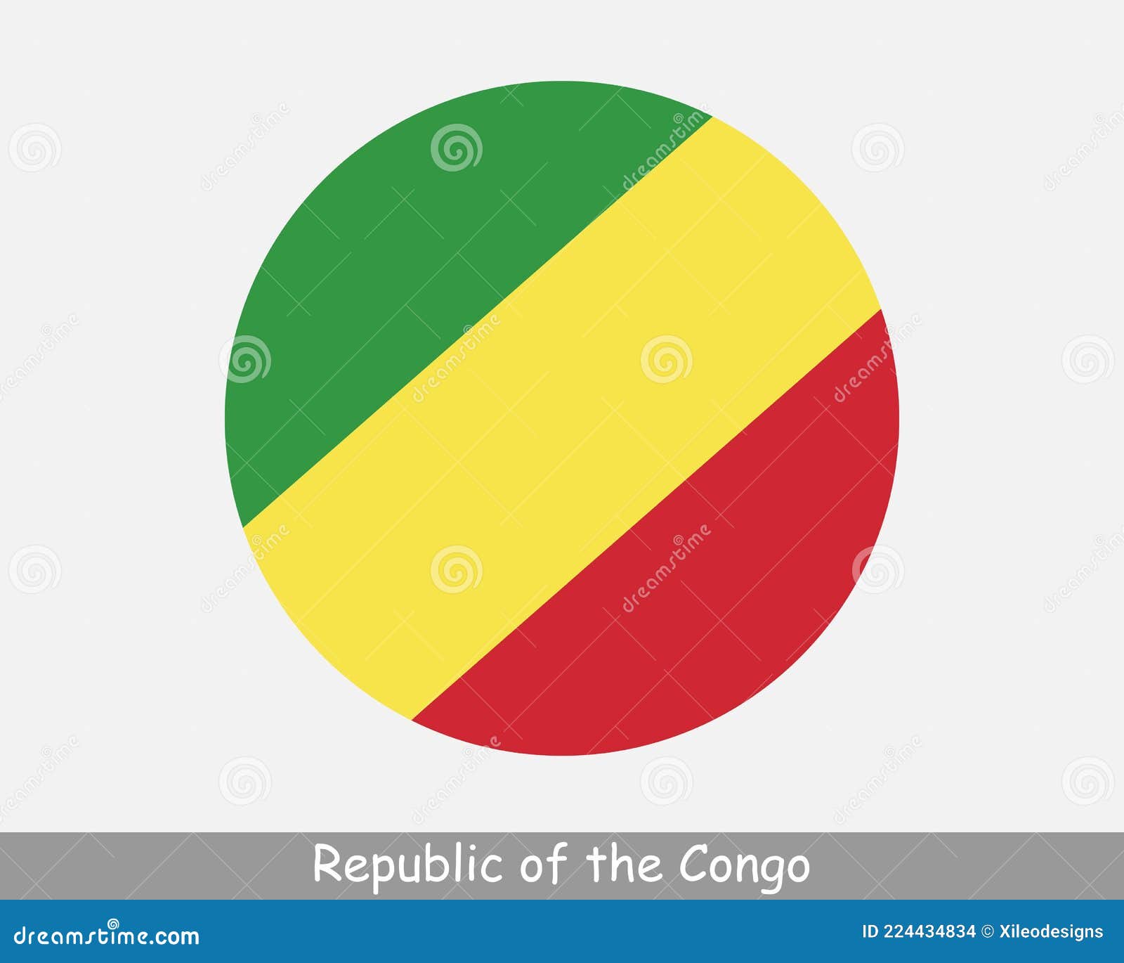 Republic of the Congo Round Circle Flag. Congolese Circular Button ...