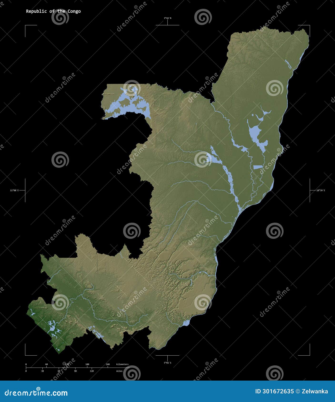 Republic of the Congo Shape on Black. Pale Stock Illustration ...