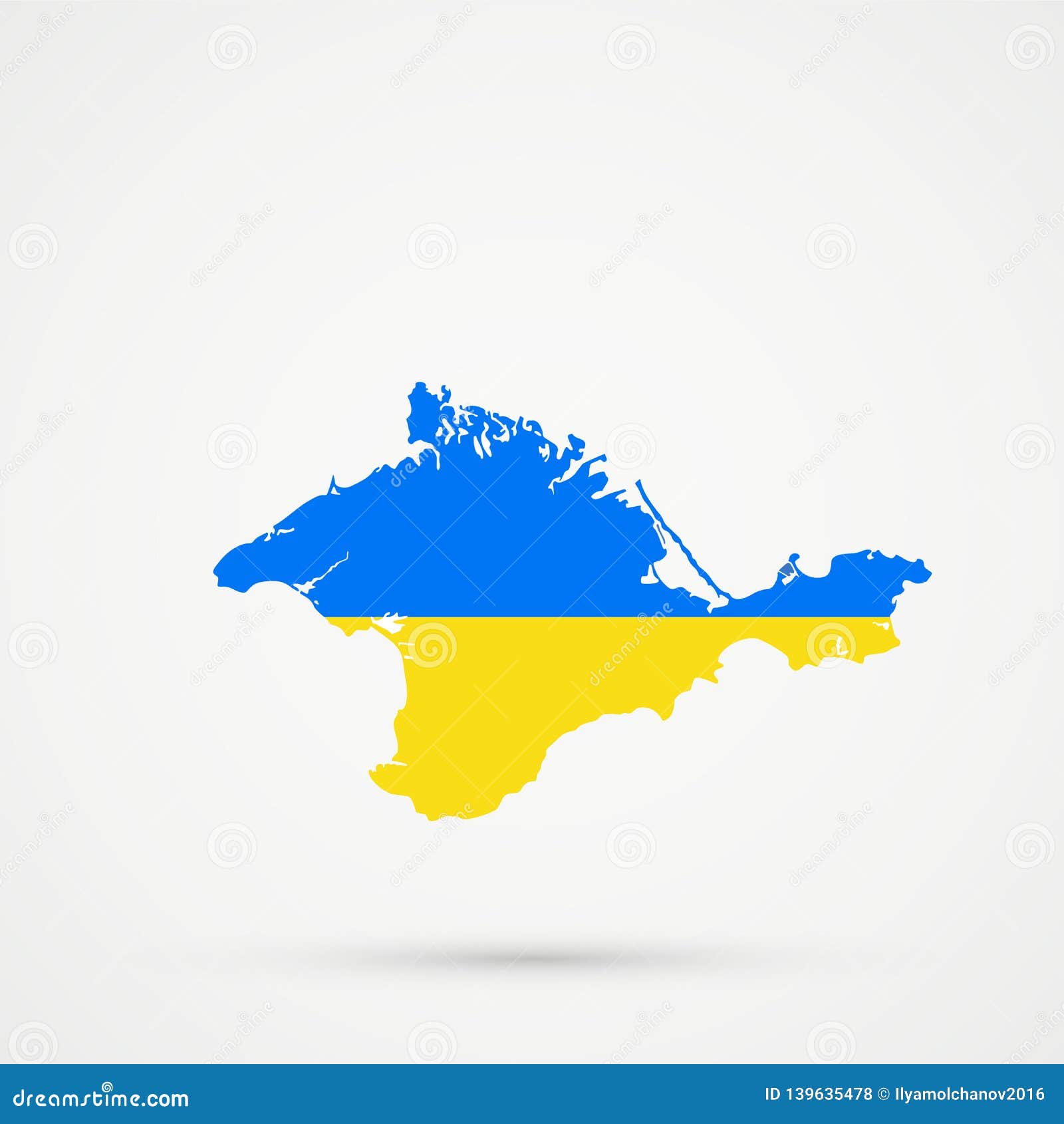Republic of Crimea Map in Ukraine Flag Colors, Editable Vector Stock ...