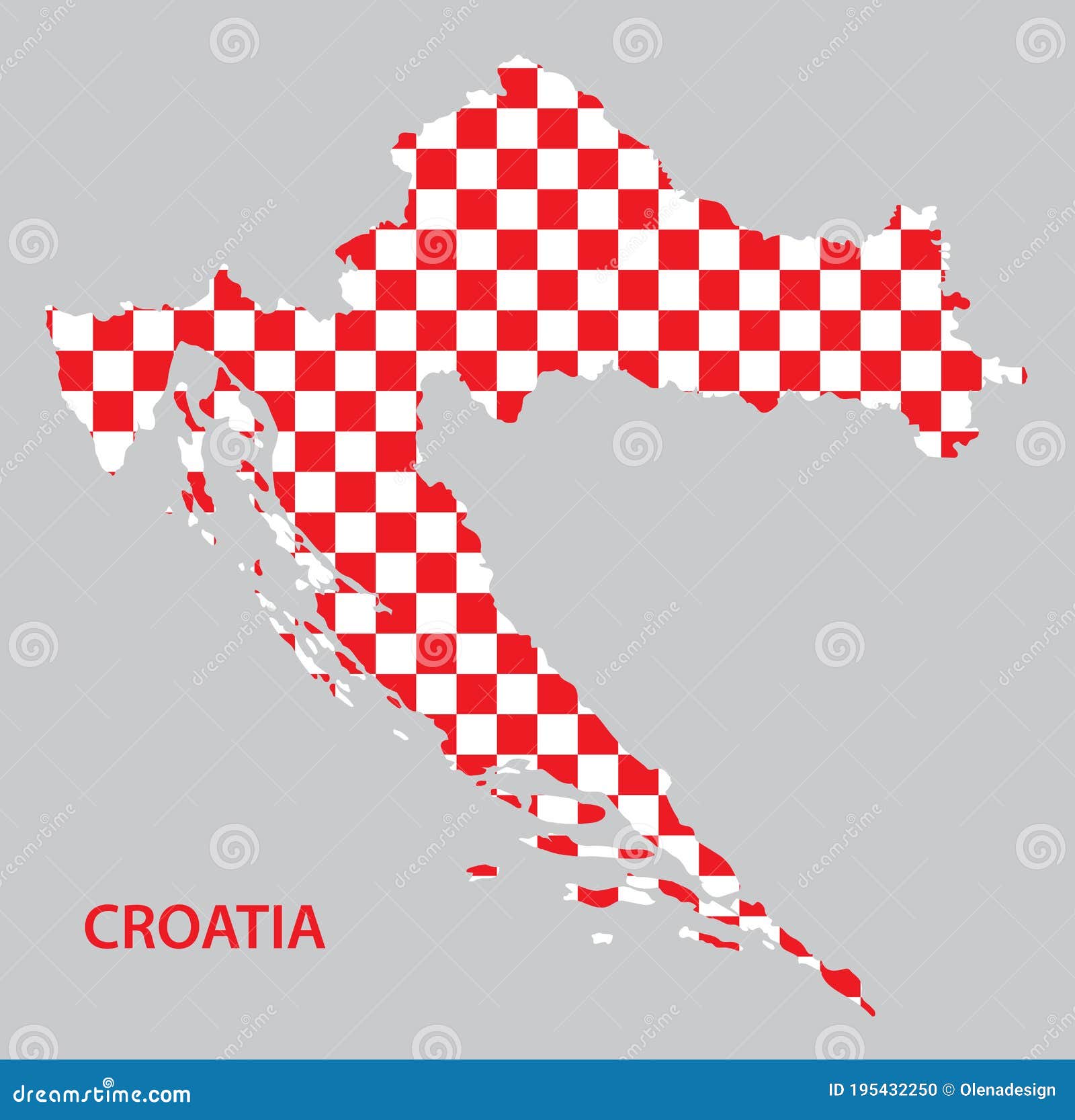 Republic of Croatia - Vector Map in Red and White Squares Stock Vector ...
