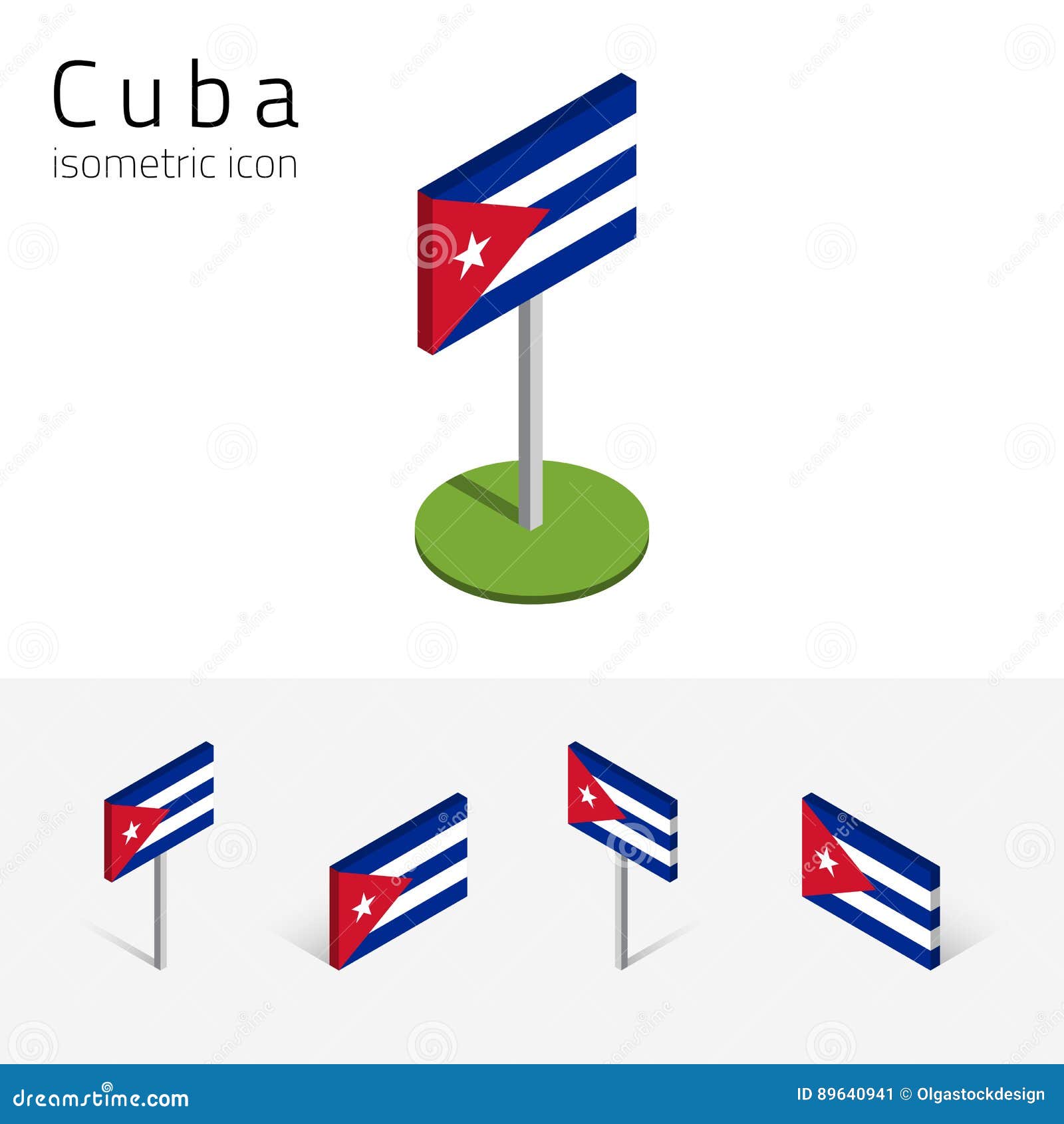 Republic of Cuba Flag, Vector Set of 3D Isometric Flat Icons Stock ...