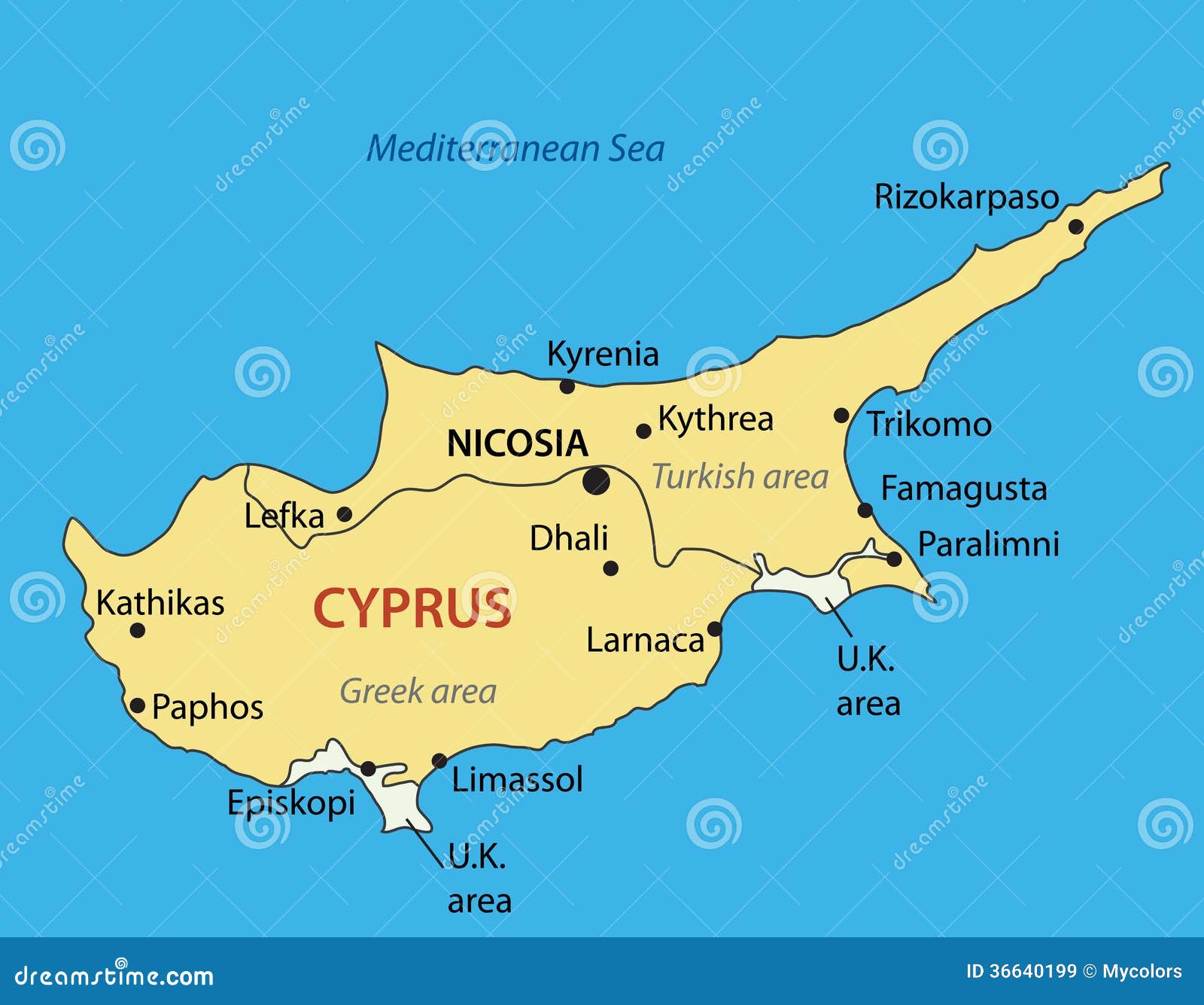 Republic of Cyprus - Mapa Do Vetor Ilustração do Vetor - Ilustração de ...