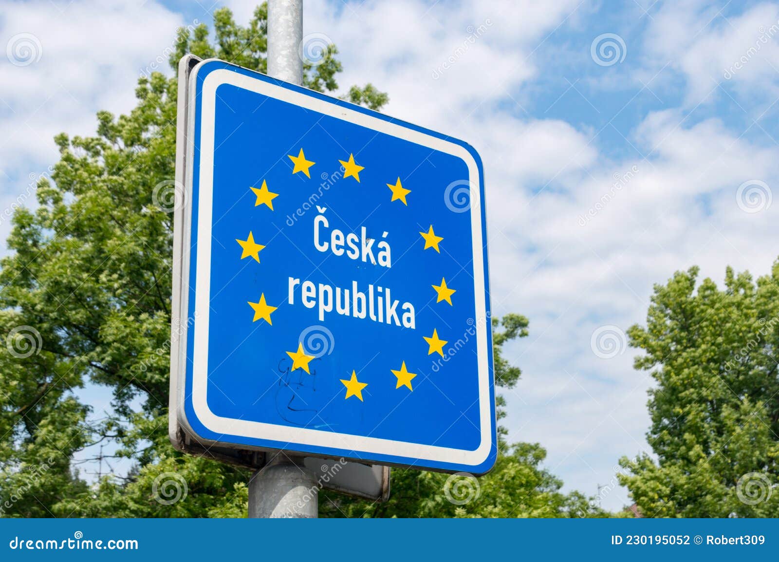 Republic of Czech Republic Sign at Border between Czech Republic and ...