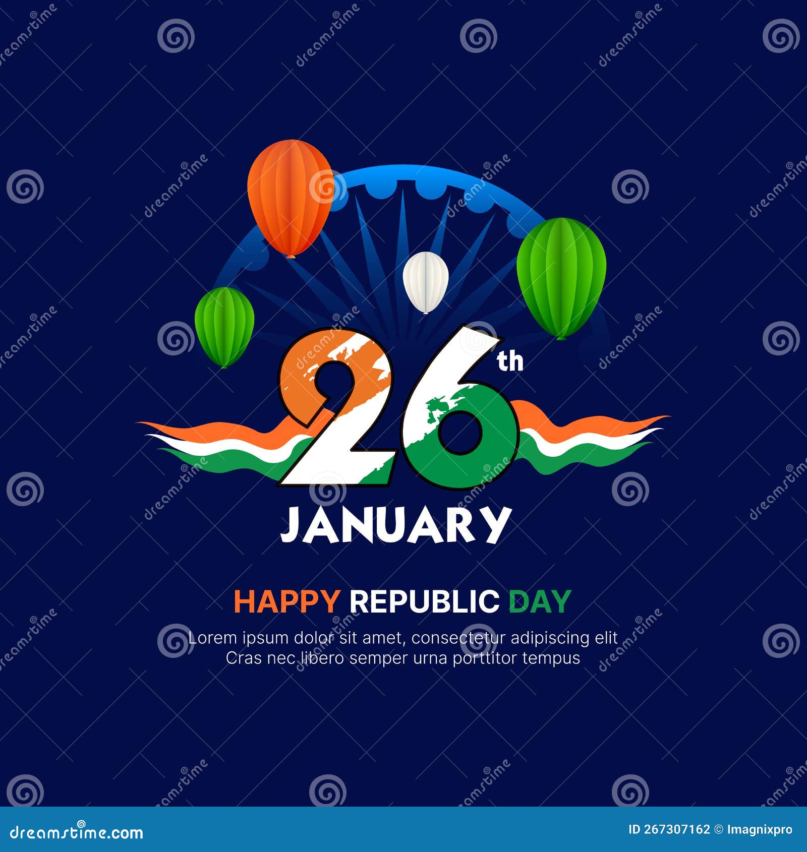 26th January -India Republic Day - Celebration Mnemonic Vector Art ...