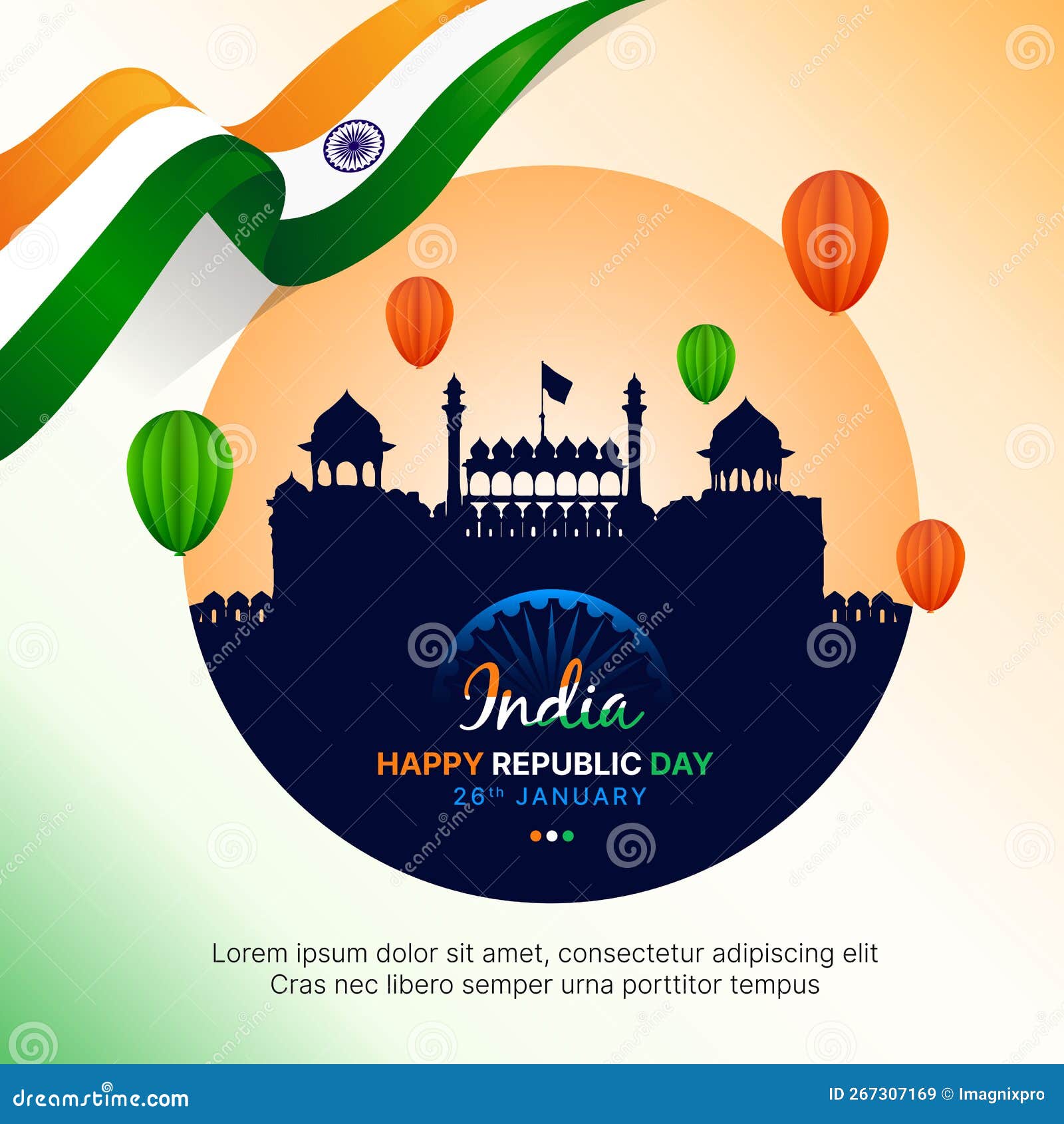 26th January, Republic Day of India Celebration Template Design. Stock ...