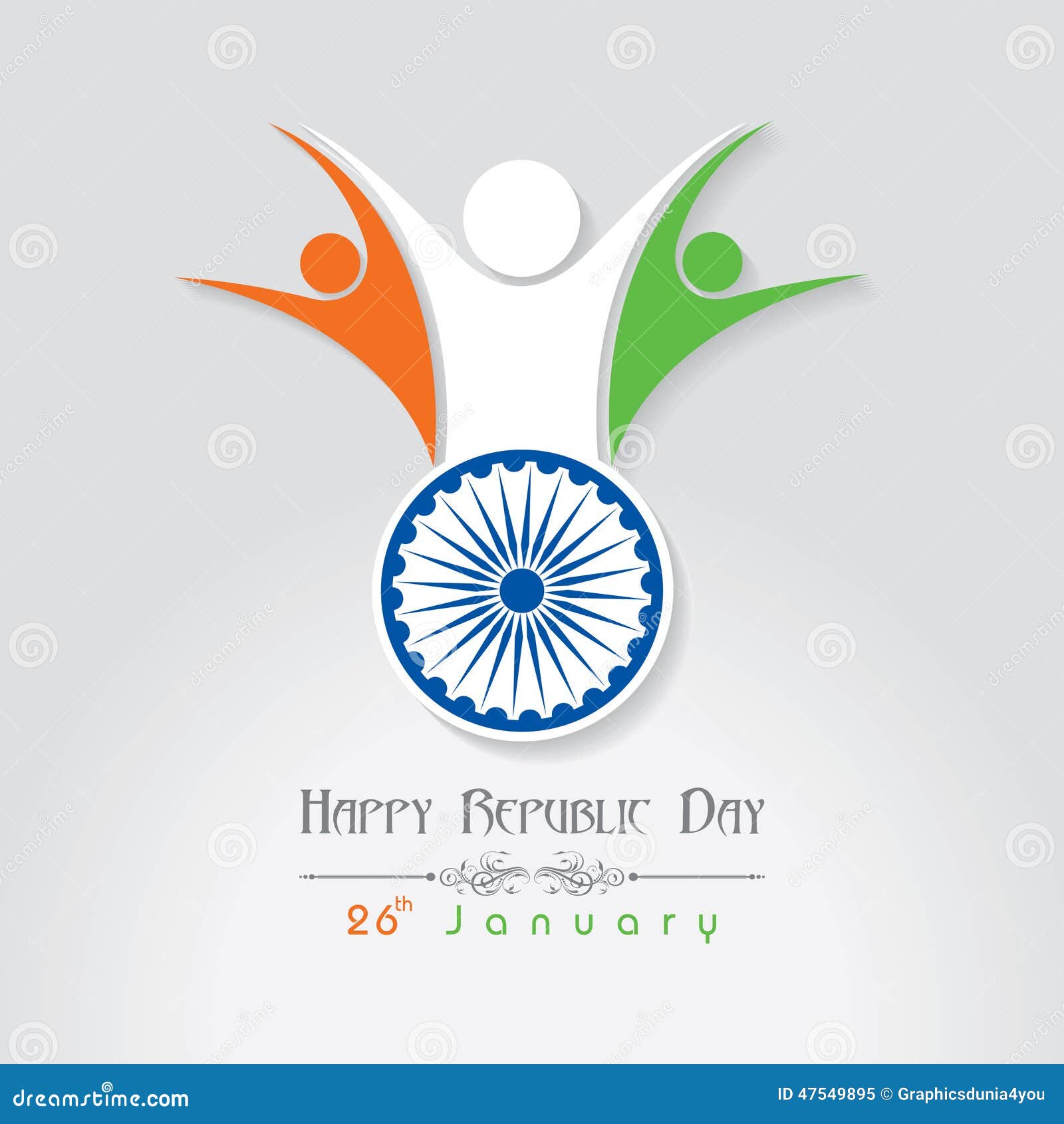 Republic Day Greeting with Unity Symbol Stock Vector - Illustration of ...
