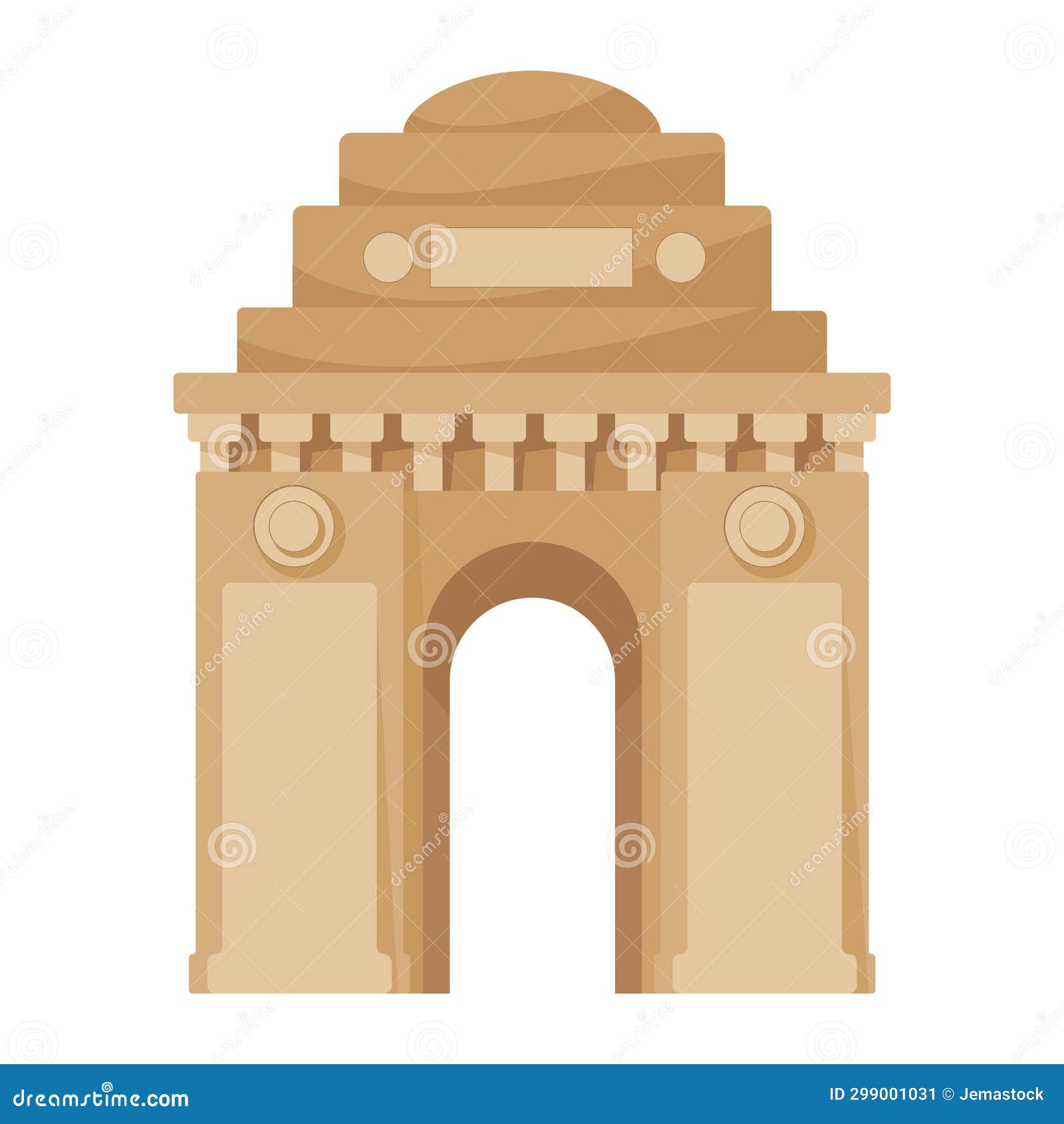 Republic Day India Landmark Gate Stock Illustration - Illustration of ...