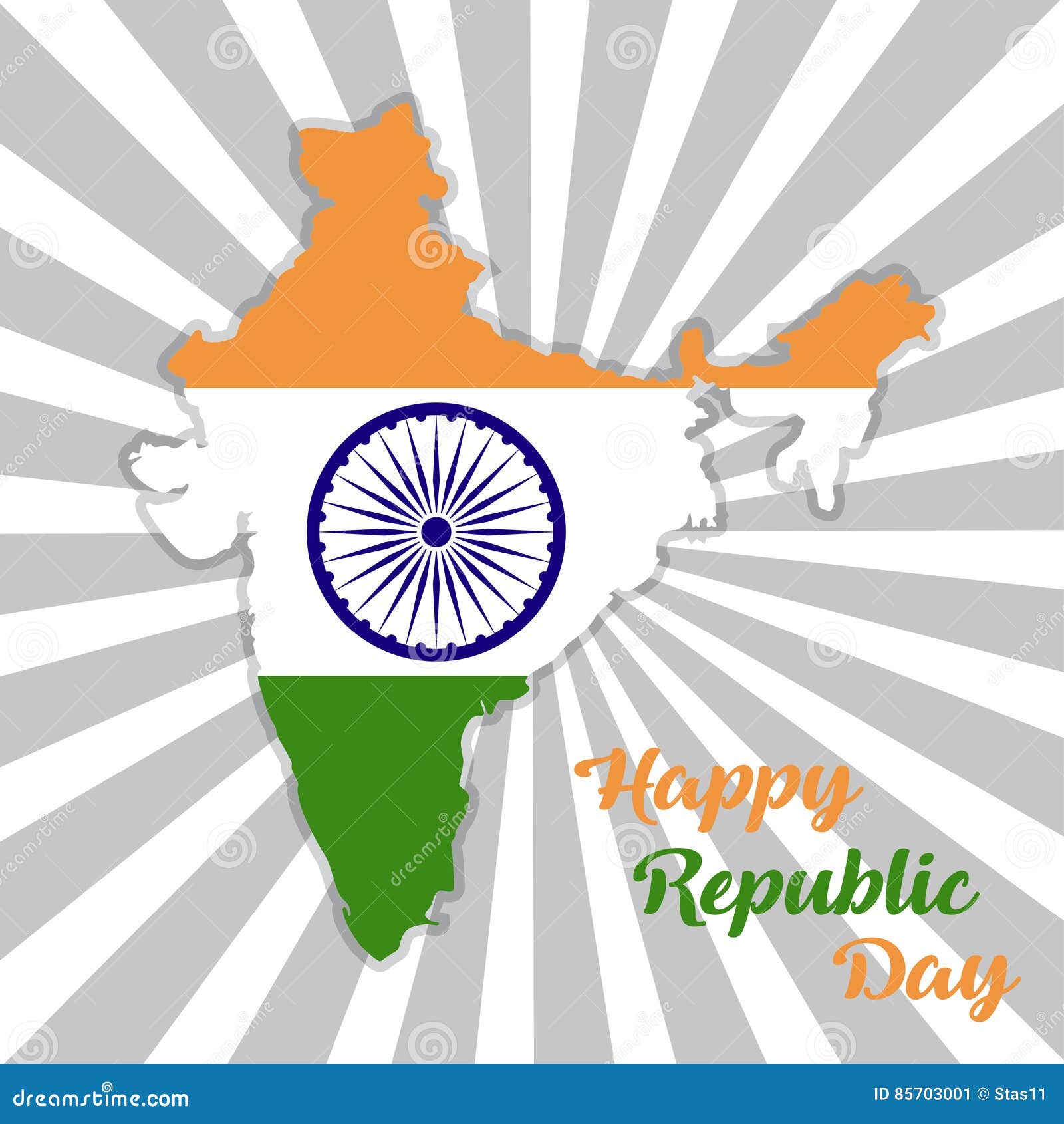 Republic Day India. Map Of India With Flag Stock Illustration ...