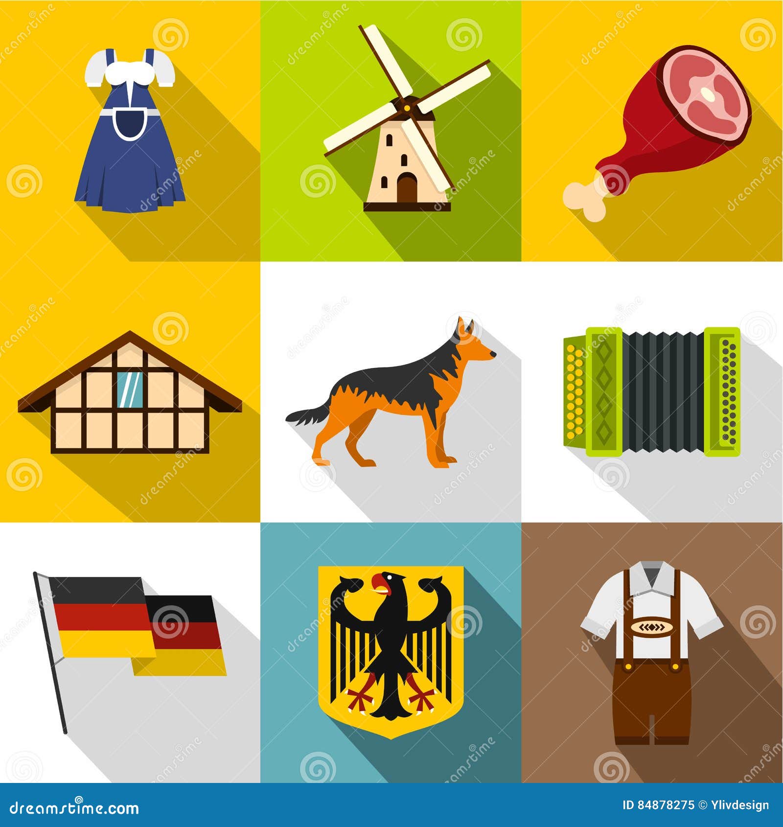 Republic of Germany Icons Set, Flat Style Stock Vector - Illustration ...
