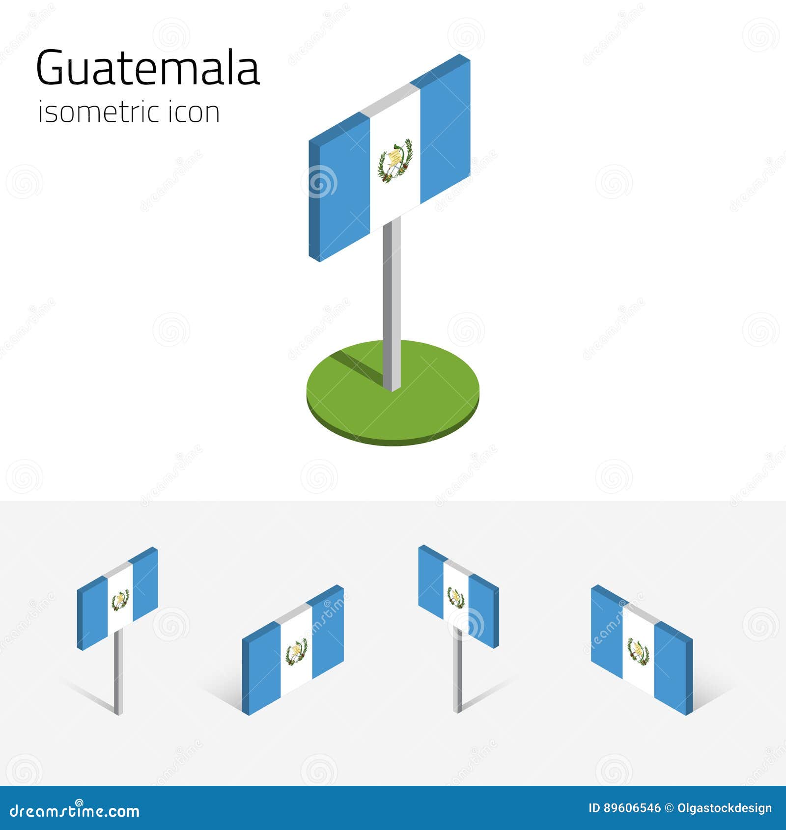 Republic of Guatemala Flag, Vector Set of Isometric 3D Flat Icon Stock ...