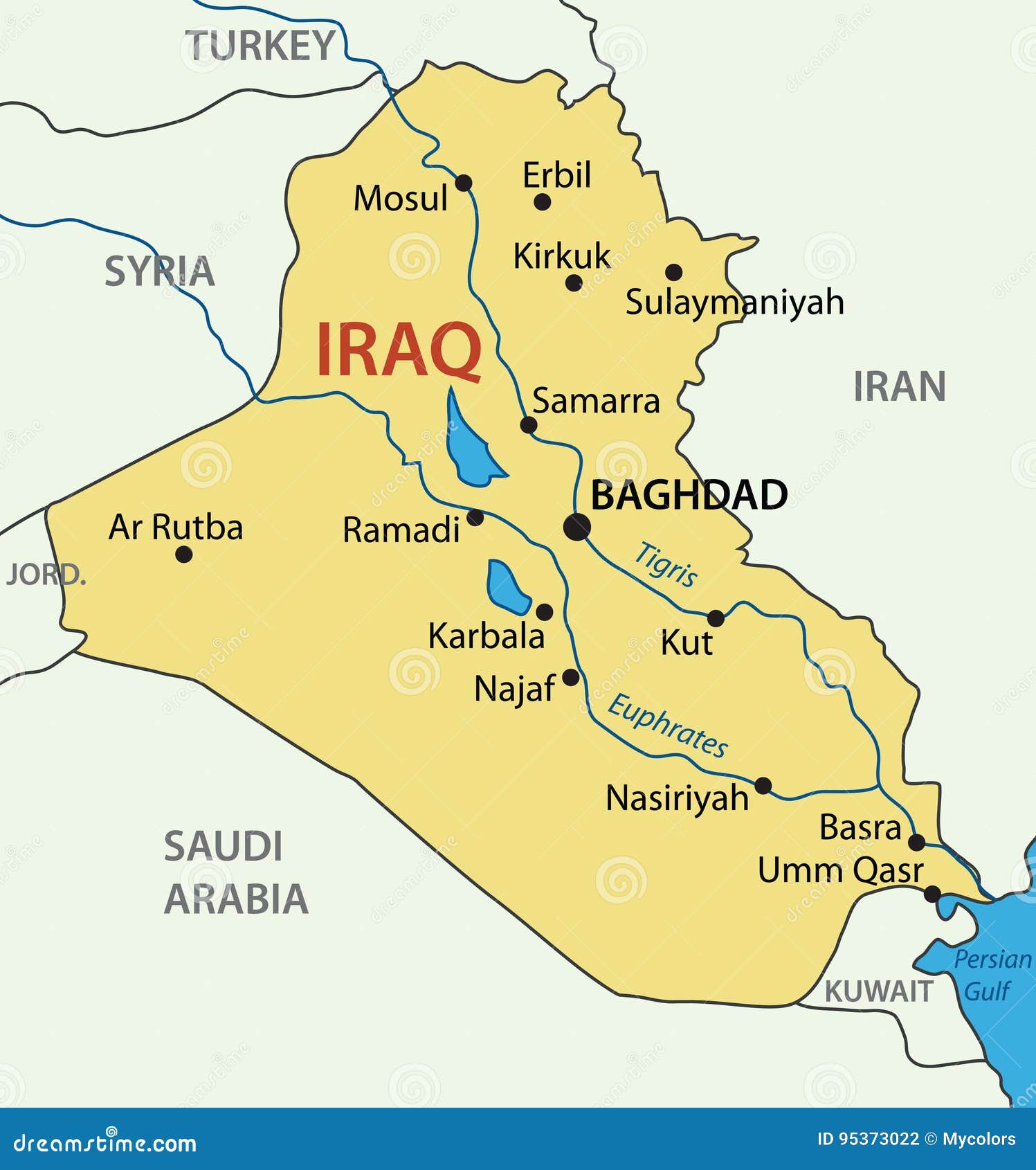Iraq Vector Map Isolated On White Background. High-Detailed Black ... Iraq Vector Map Isolated On White Background. High-Detailed Black ...