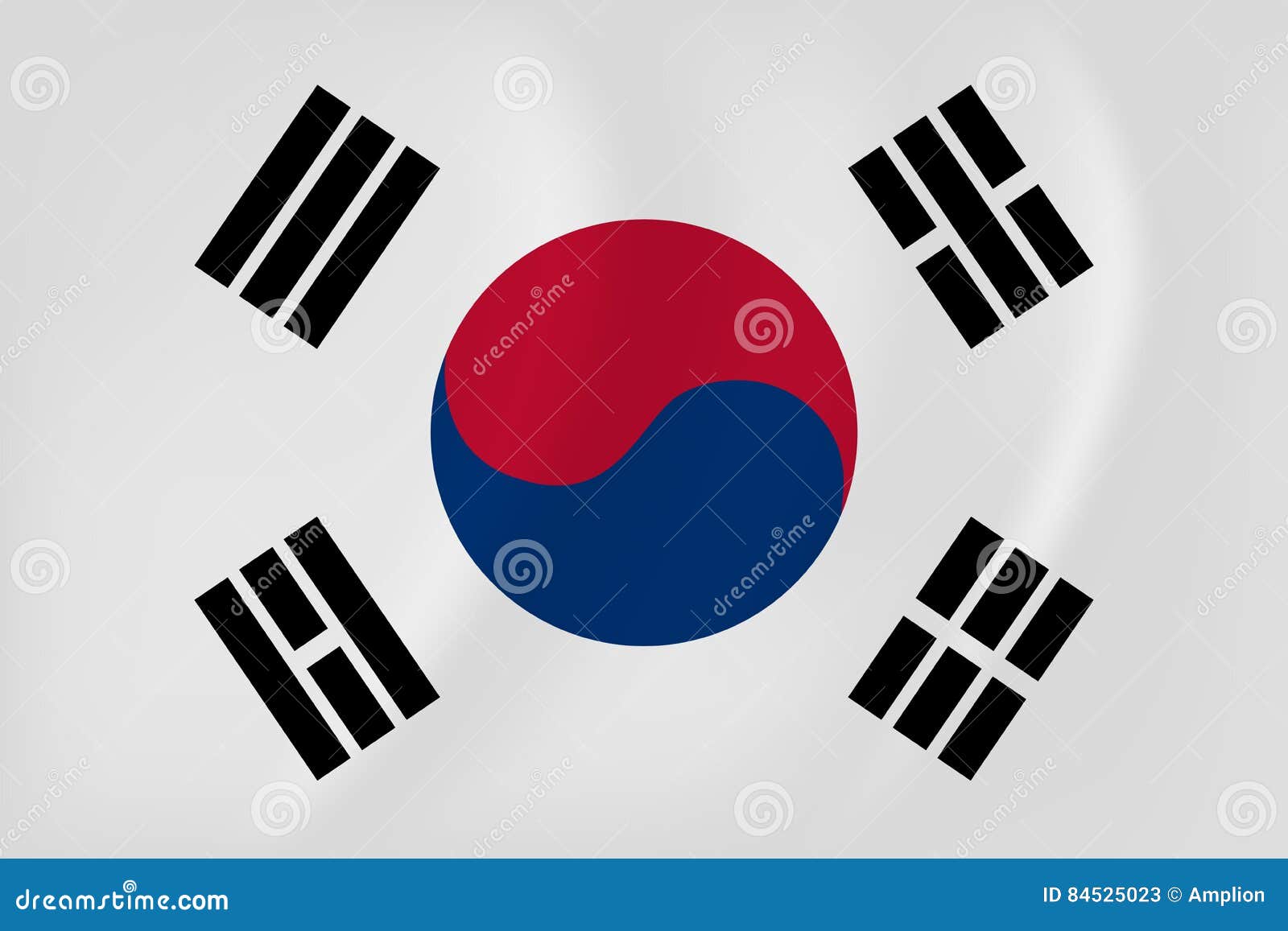 Republic of Korea Waving Flag Stock Vector - Illustration of emblem ...