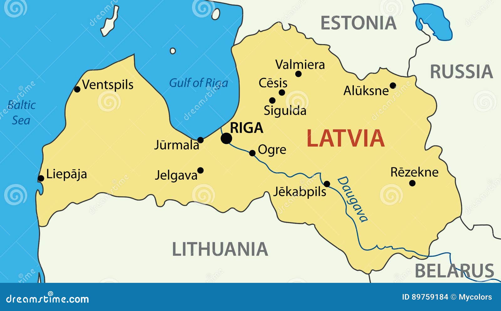 Republic of Latvia - Vector Map Stock Vector - Illustration of capital ...