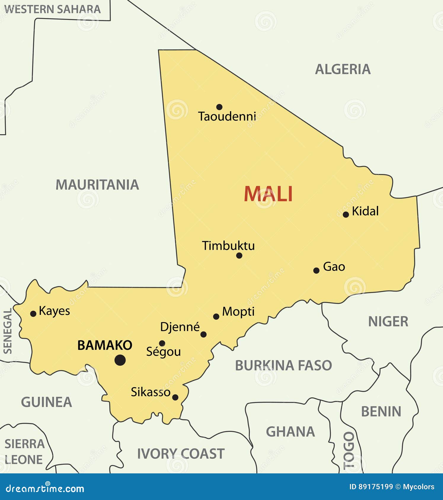 Republic of Mali - Vector Map Stock Vector - Illustration of ...