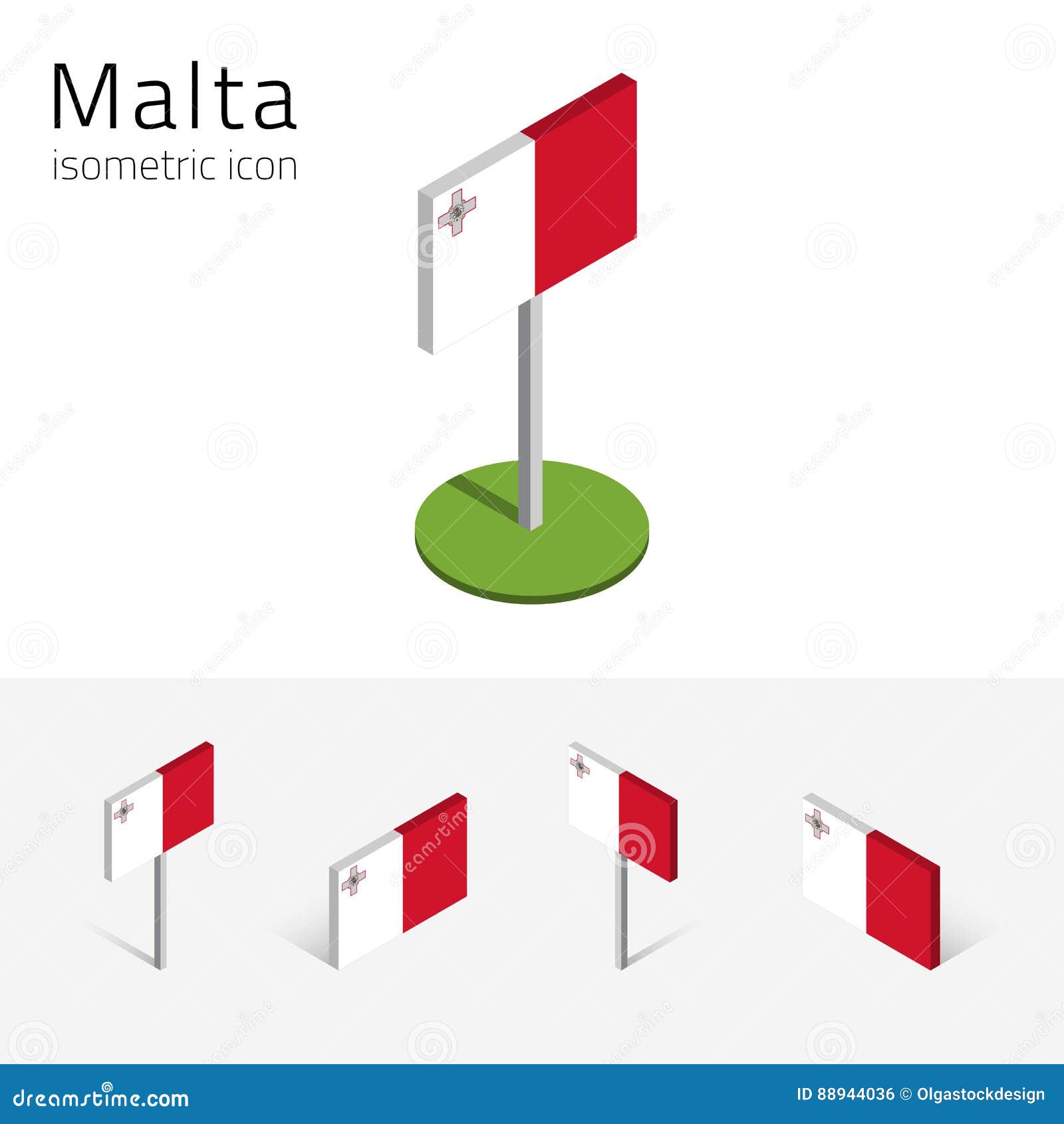 Republic of Malta Flag, Vector Set of 3D Isometric Icons Stock Vector ...