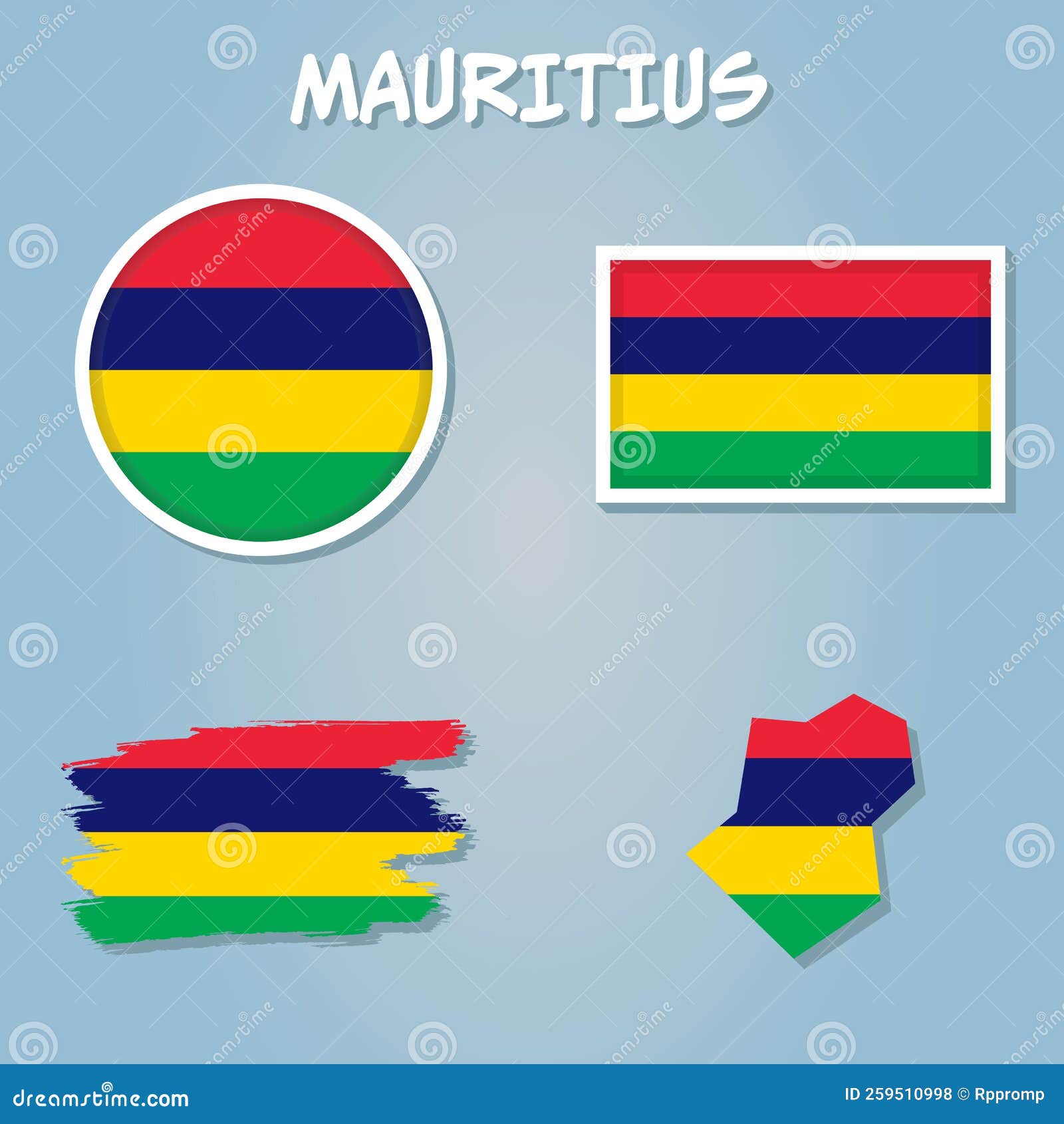 Republic of Mauritius High Detailed Map and Flag Stock Vector ...