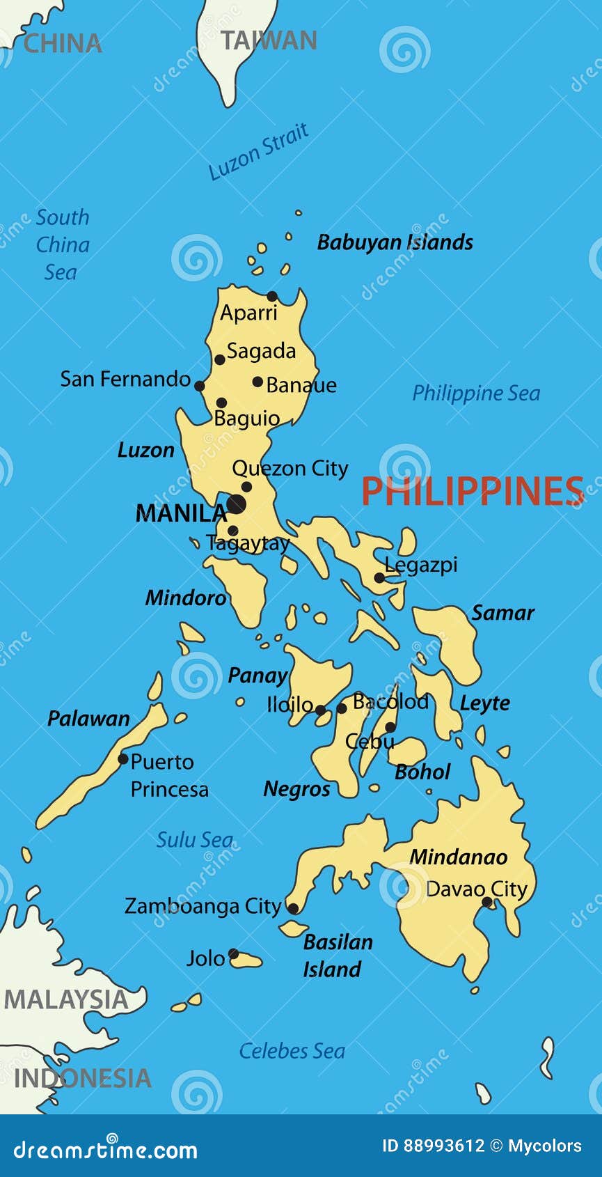 Philippines Vector Map With Border Lines Of Provinces Using Gray Color ...
