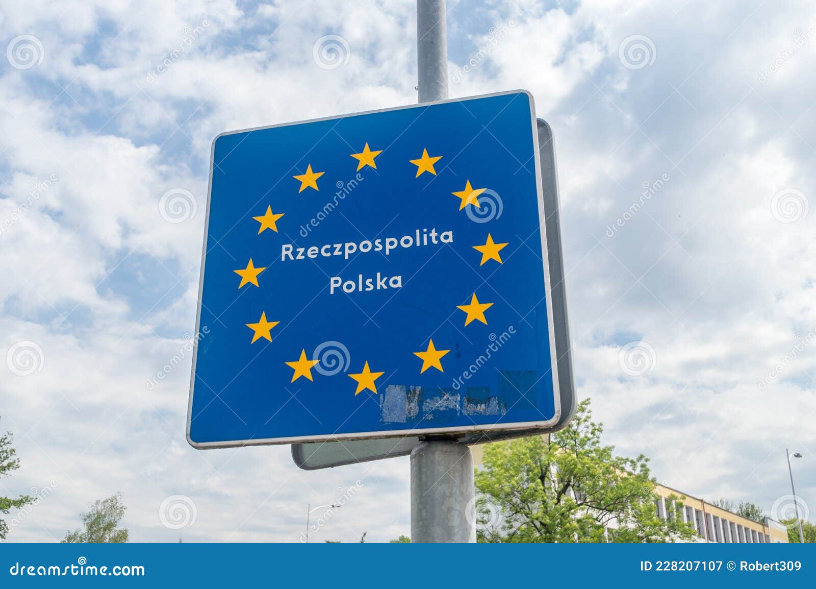 Republic of Poland Border Sign at Border between Czech Republic and ...