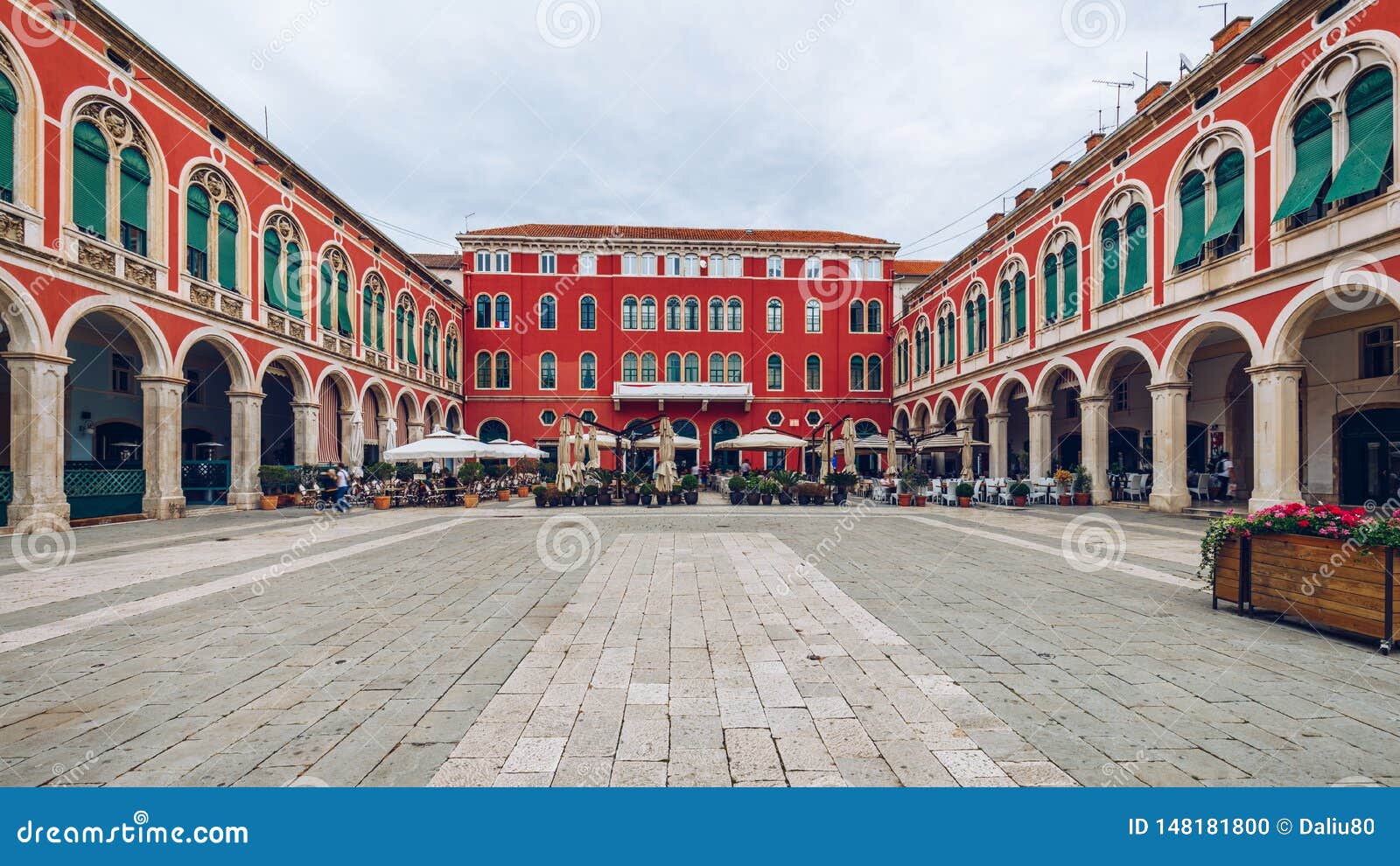 Republic Square Trg Republike in the City of Split in Croatia. View of ...