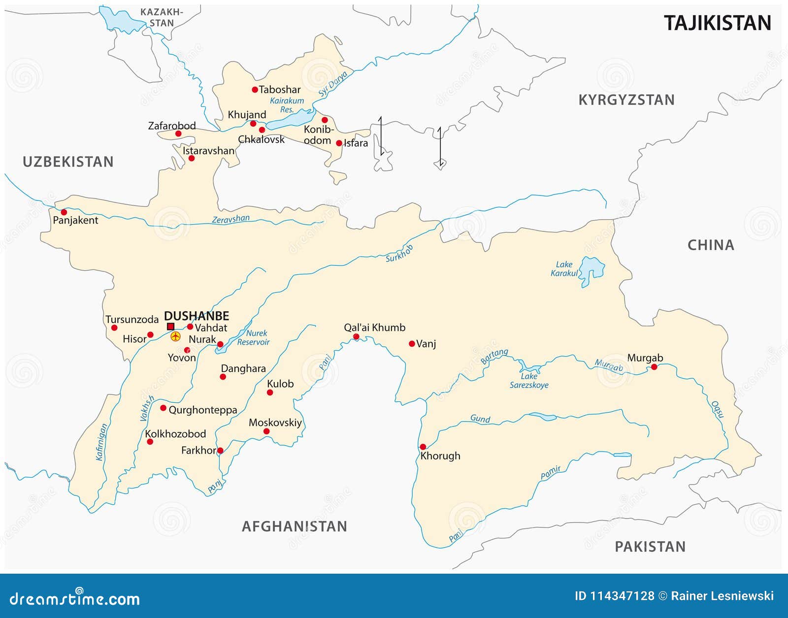 Republic Of Tajikistan Vector Map | CartoonDealer.com #114347128