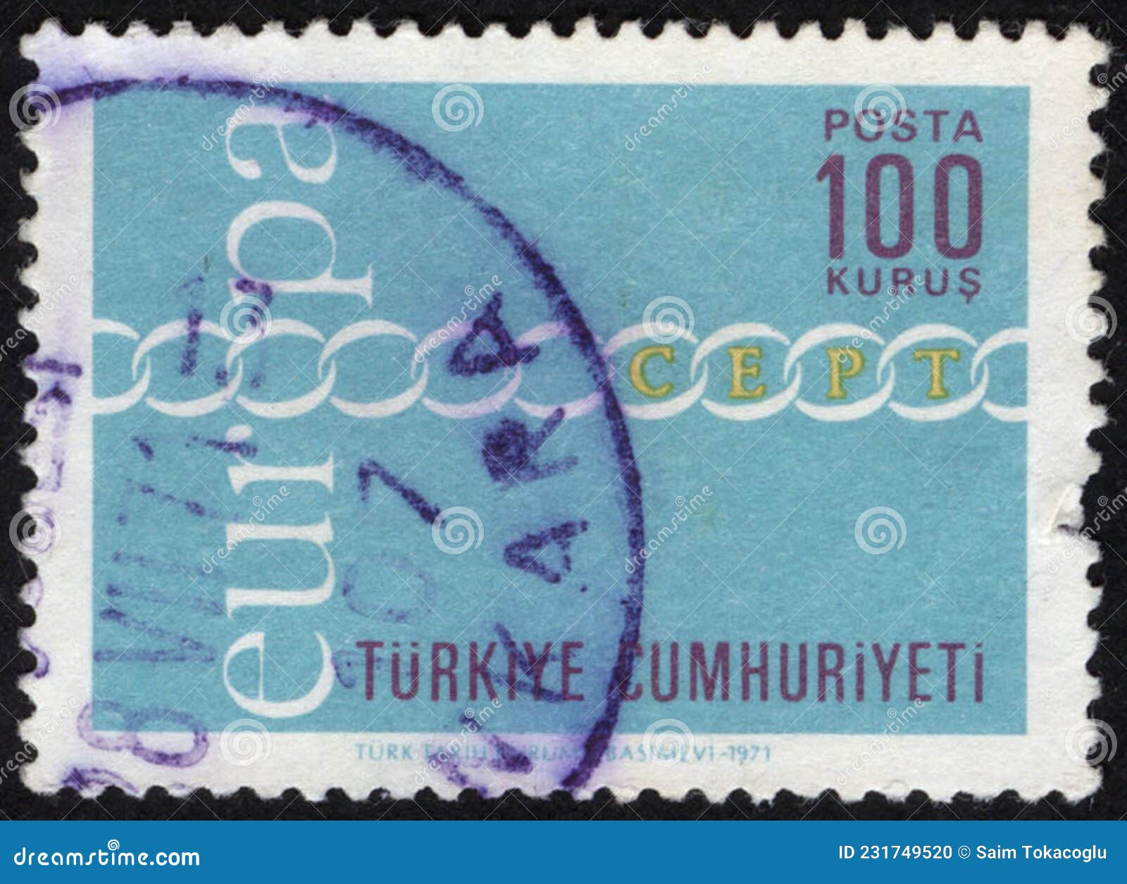 Republic of Turkey Postage Stamp. Editorial Image - Image of plane ...