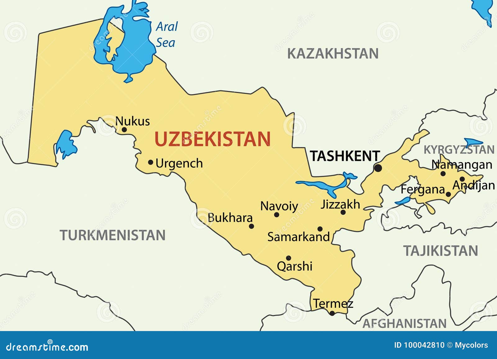 Republic of Uzbekistan - Vector Map Stock Vector - Illustration of city ...
