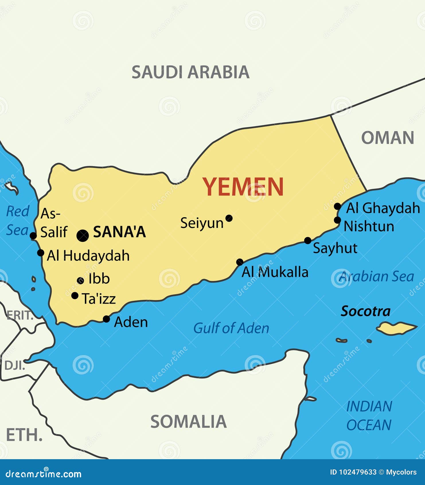 Republic of Yemen - Vector Map Stock Vector - Illustration of travel ...