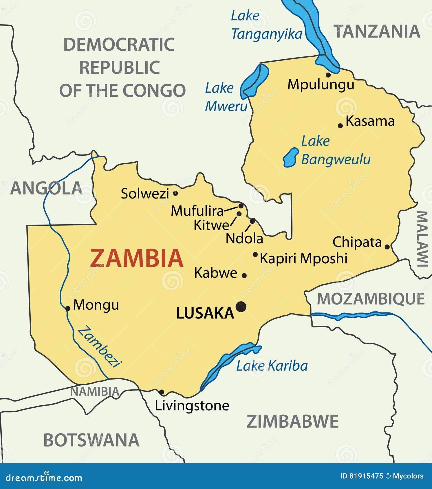 Republic of Zambia - Map - Vector Stock Vector - Illustration of state ...