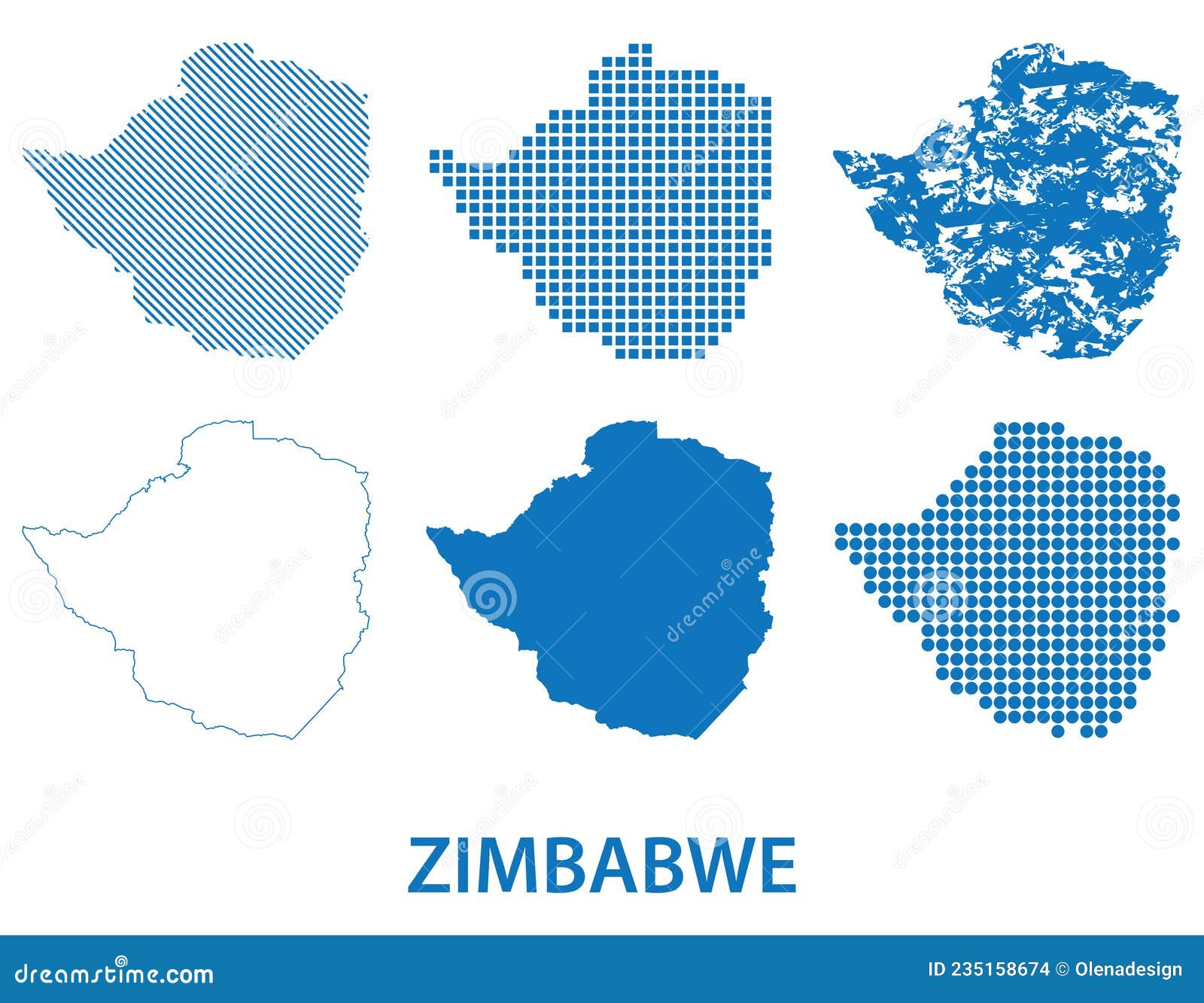 Zimbabwe Vector Map Isolated On White Background. High-Detailed Black ...