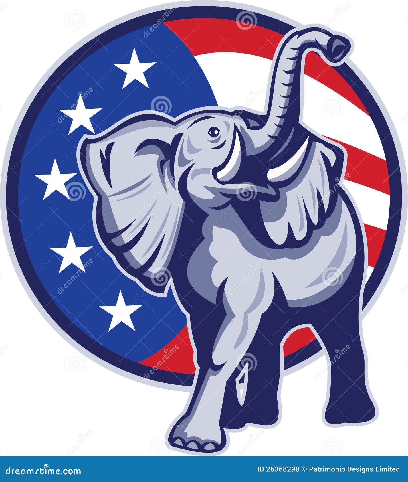 Republican Elephant Cartoon Character With Uncle Sam Hat Over USA Flag | CartoonDealer.com ...