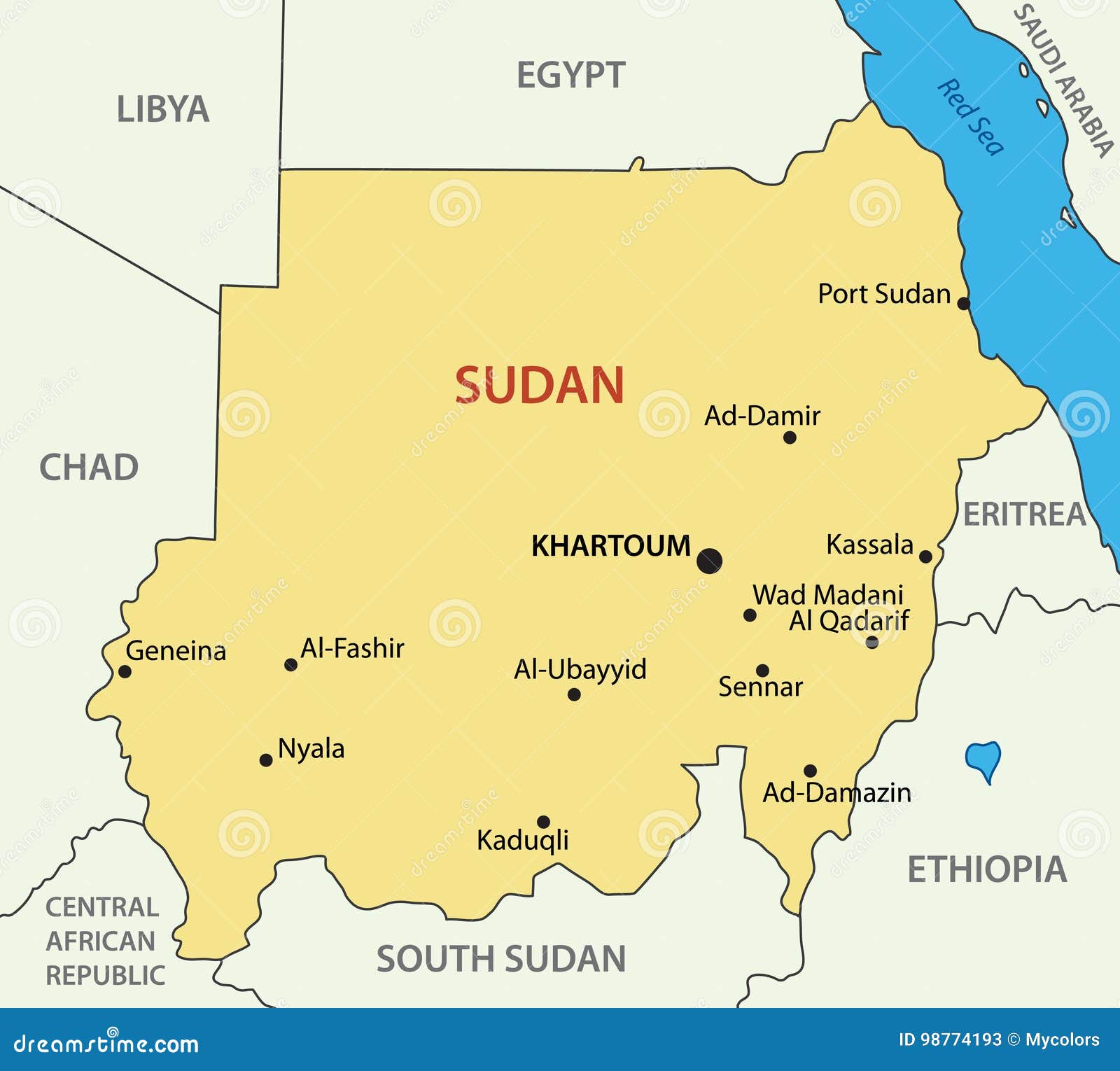 Republiek De Soedan - Vectorkaart Vector Illustratie - Illustration of ...