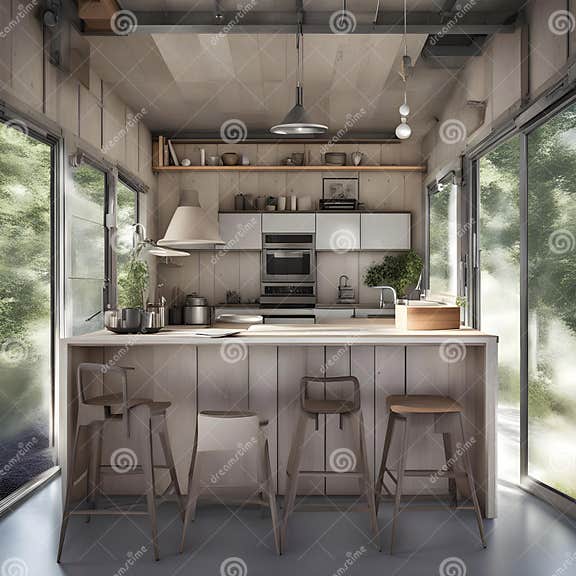 A Repurposed Cargo Container Home Ingeniously Designed With Modular Functionality Stock