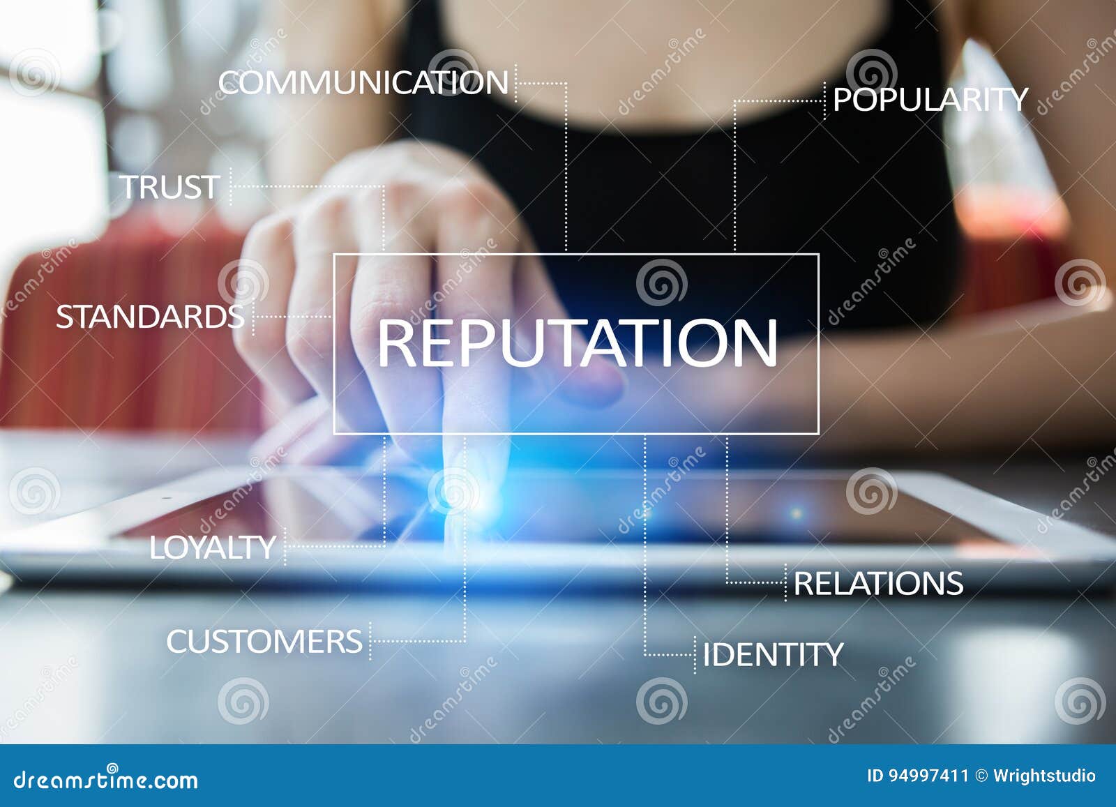 Reputation and Customer Relationship Business Cocnept on Virtual Screen ...
