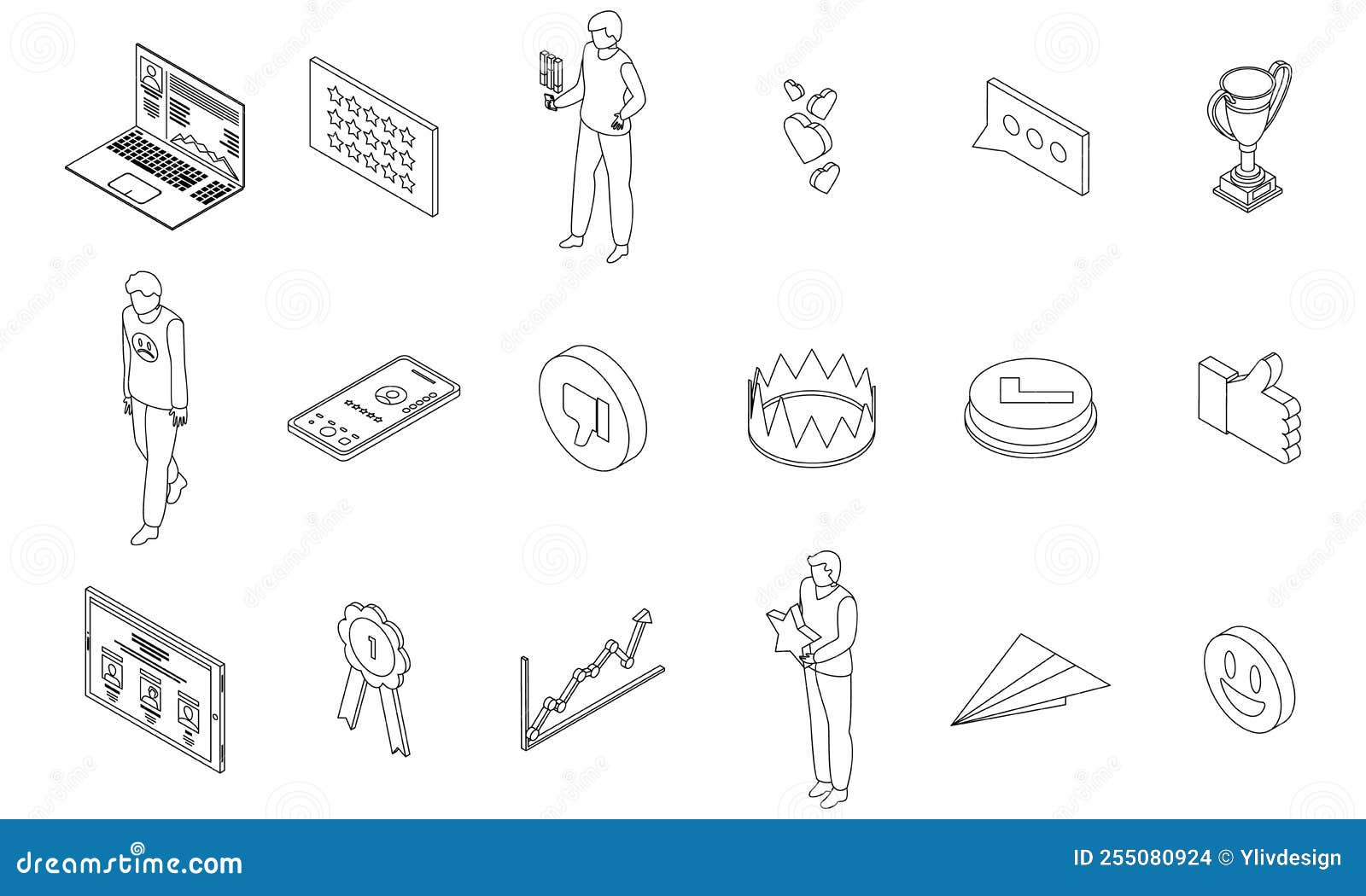 Reputation Icons Set Vector Outline Stock Illustration - Illustration ...