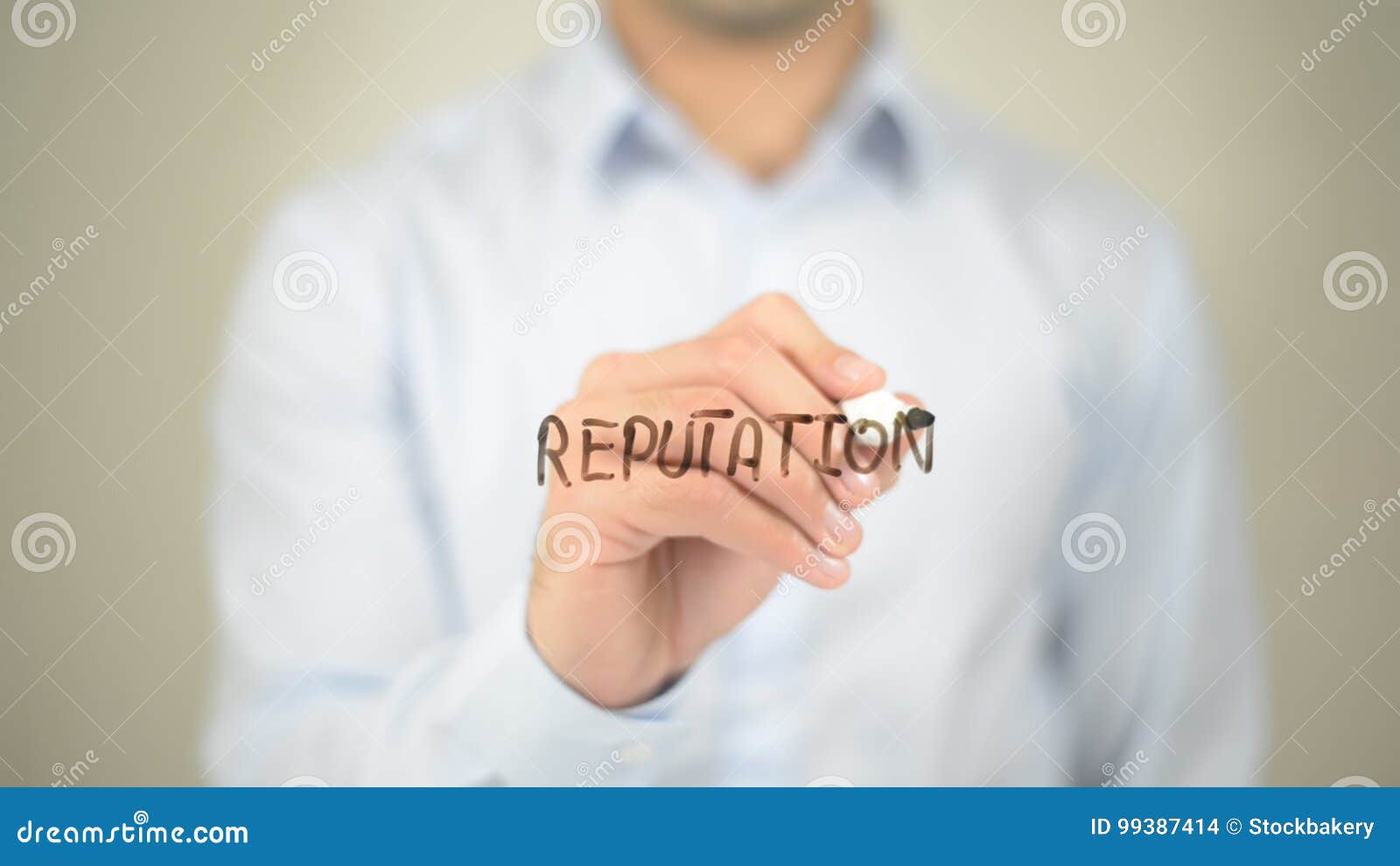 Reputation, Man Writing on Transparent Screen Stock Photo - Image of ...