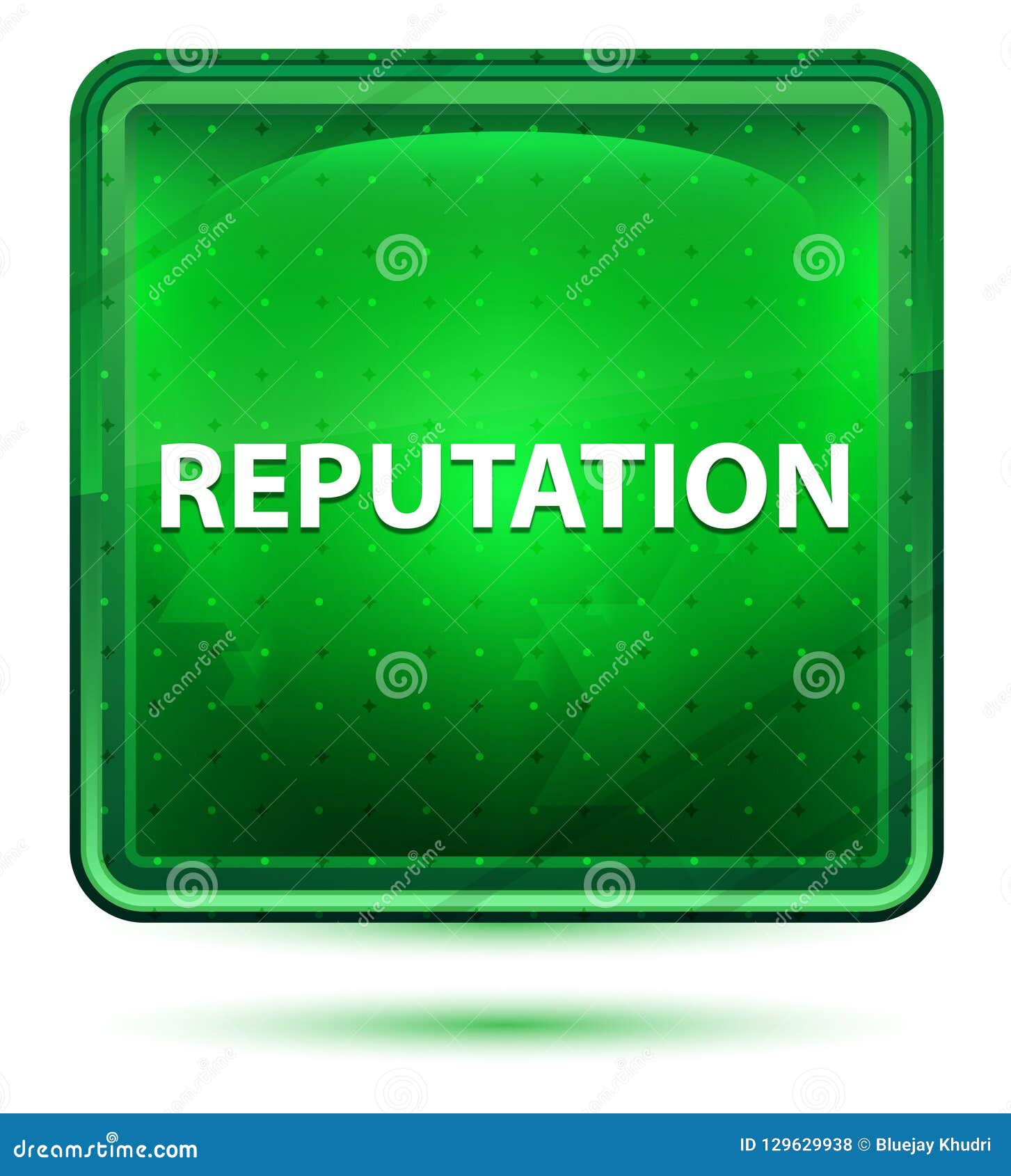 Reputation Neon Light Green Square Button Stock Illustration ...