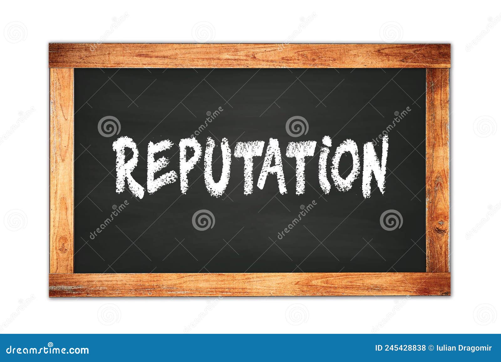 REPUTATION Text Written on Wooden Frame School Blackboard Stock ...
