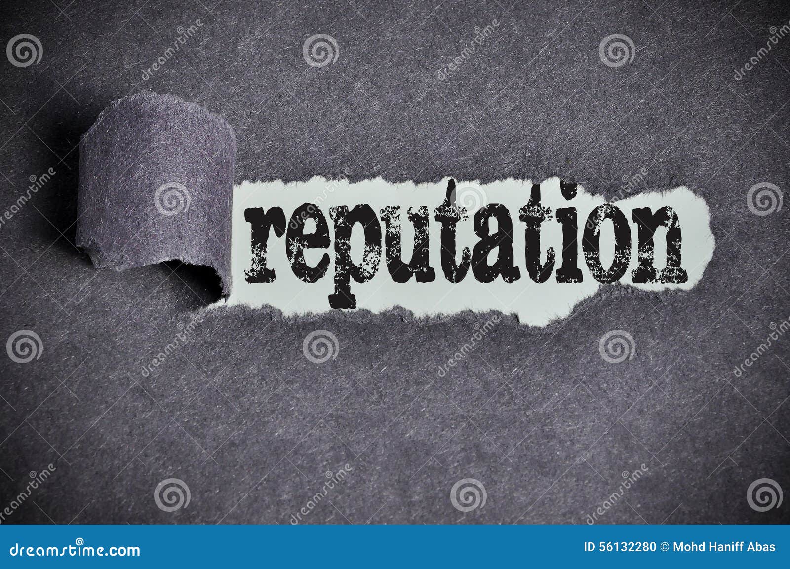 Reputation Word Under Torn Black Sugar Paper Stock Photo - Image of ...