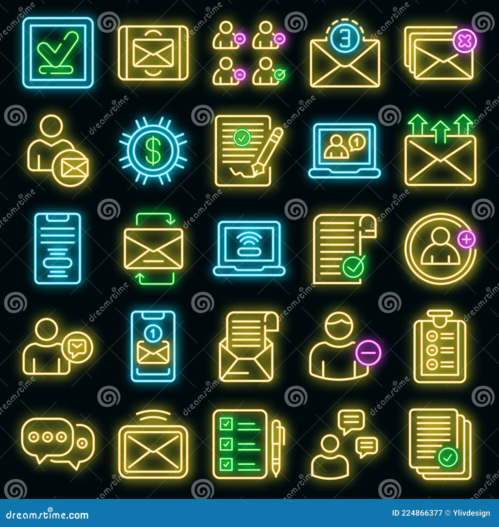 Request Icons Set Vector Neon Stock Vector - Illustration of isolated ...