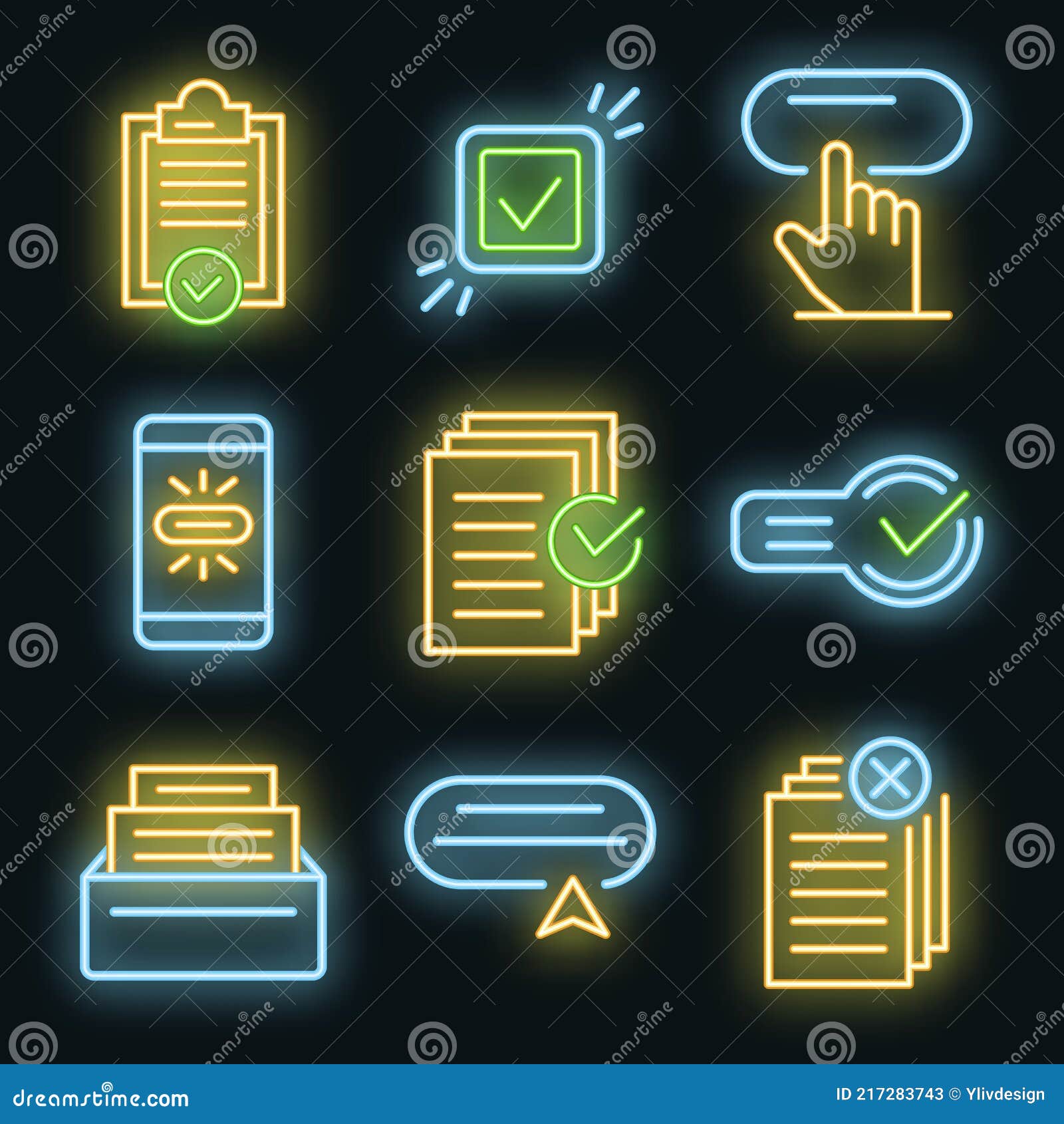 Request Icons Set Vector Neon Stock Vector - Illustration of isolated ...