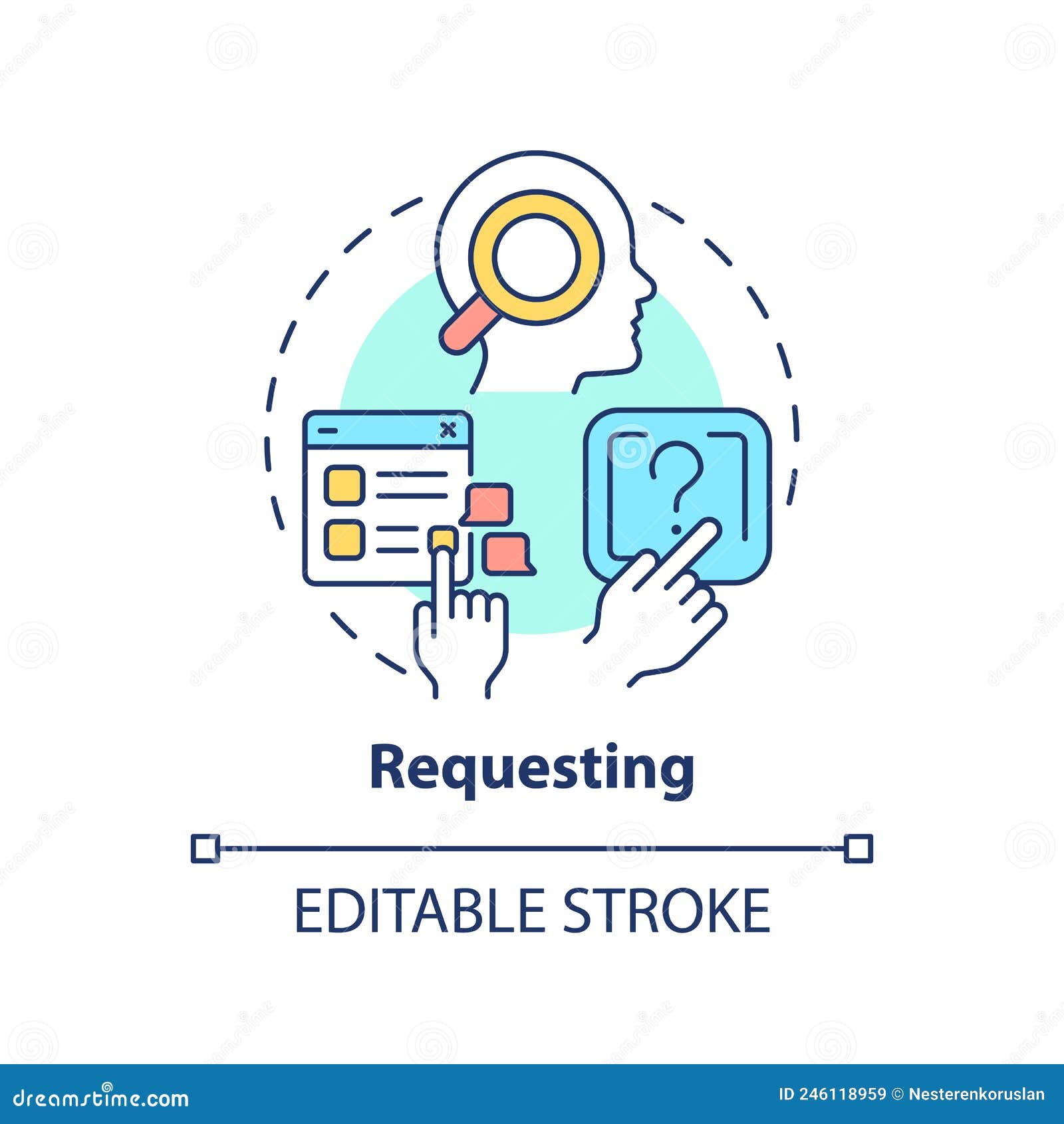 Requesting concept icon stock illustration. Illustration of ...