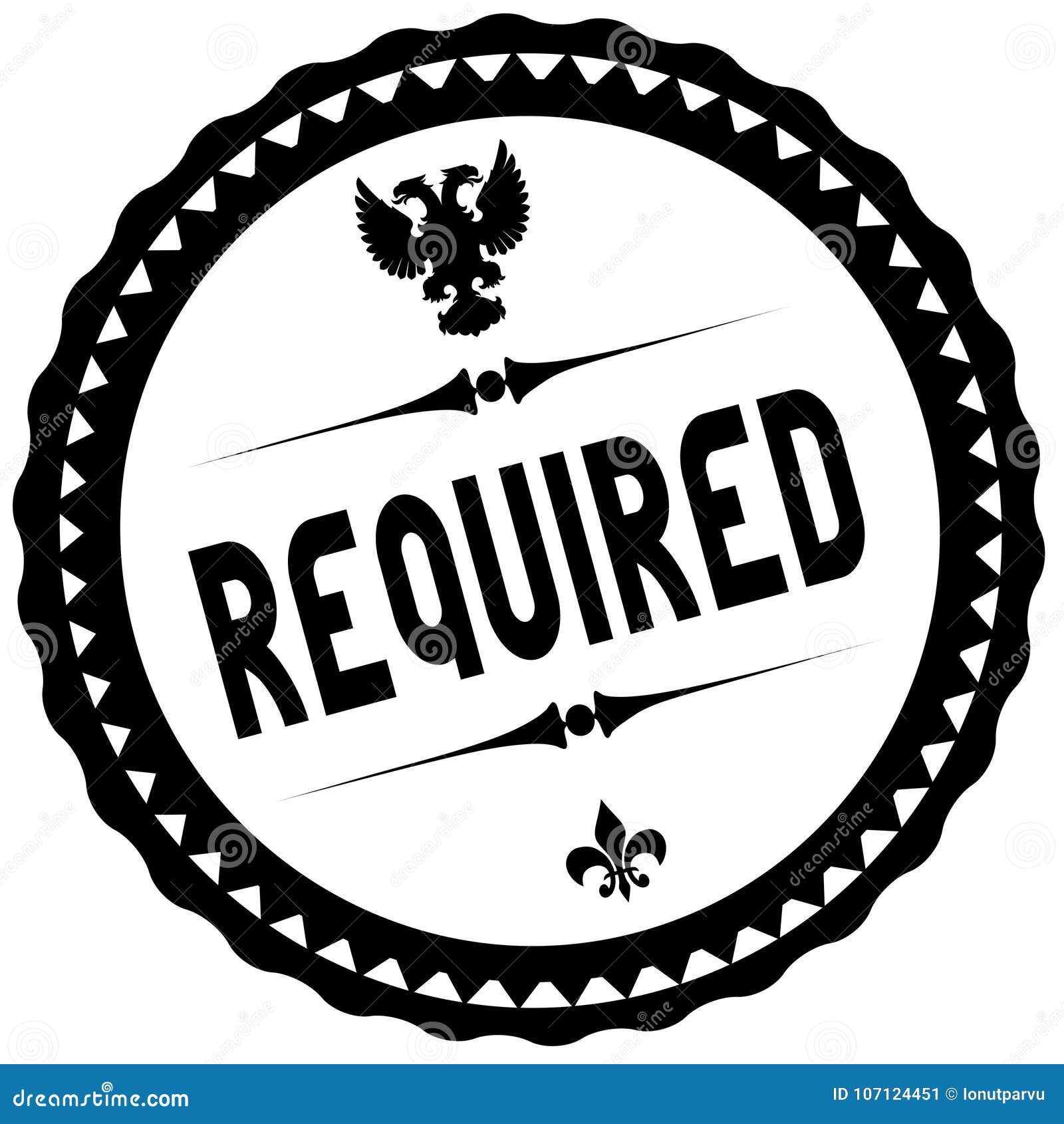 REQUIRED black stamp. stock illustration. Illustration of logo - 107124451