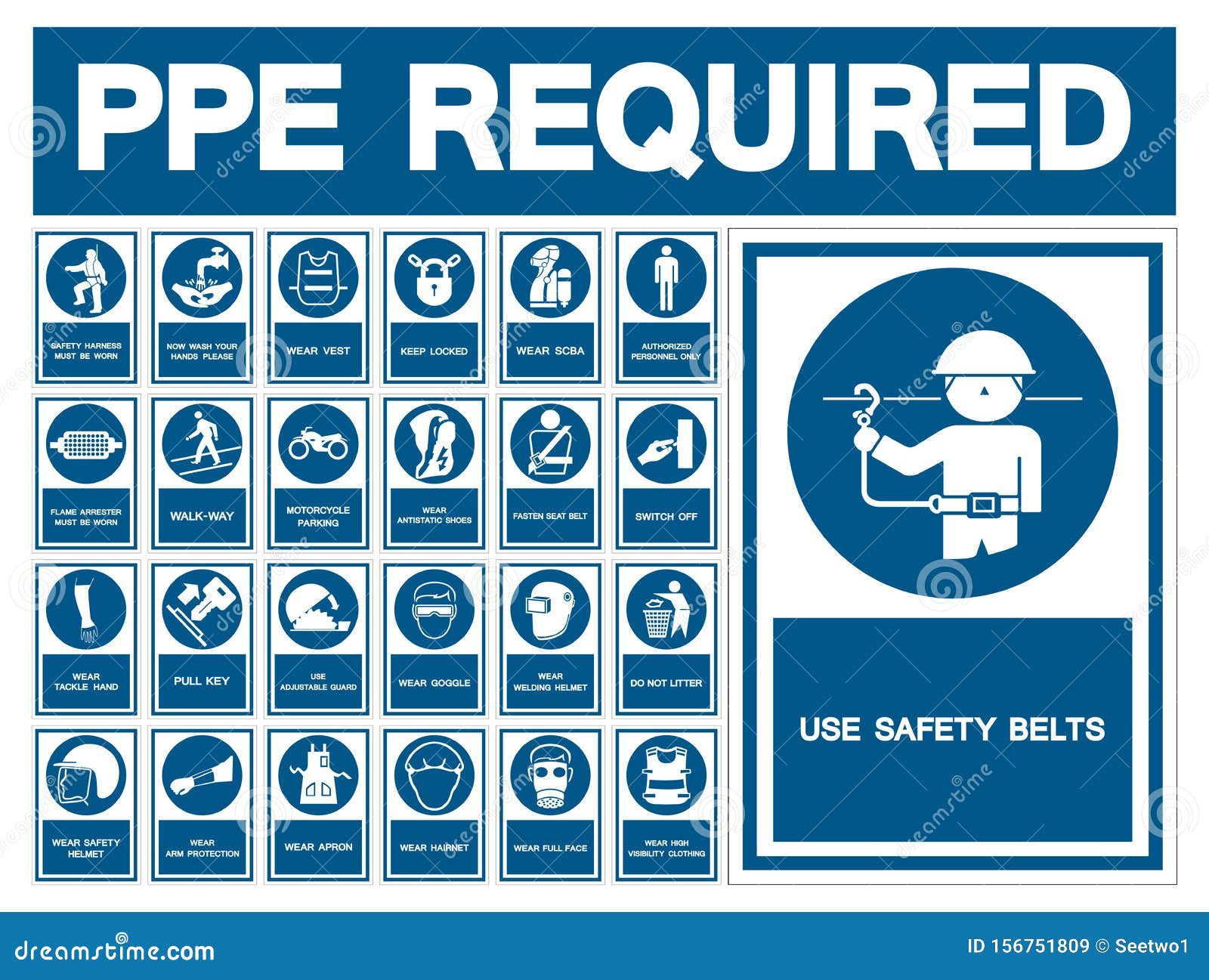 Required Personal Protective Equipment (PPE) Symbol,Safety Icon Stock ...