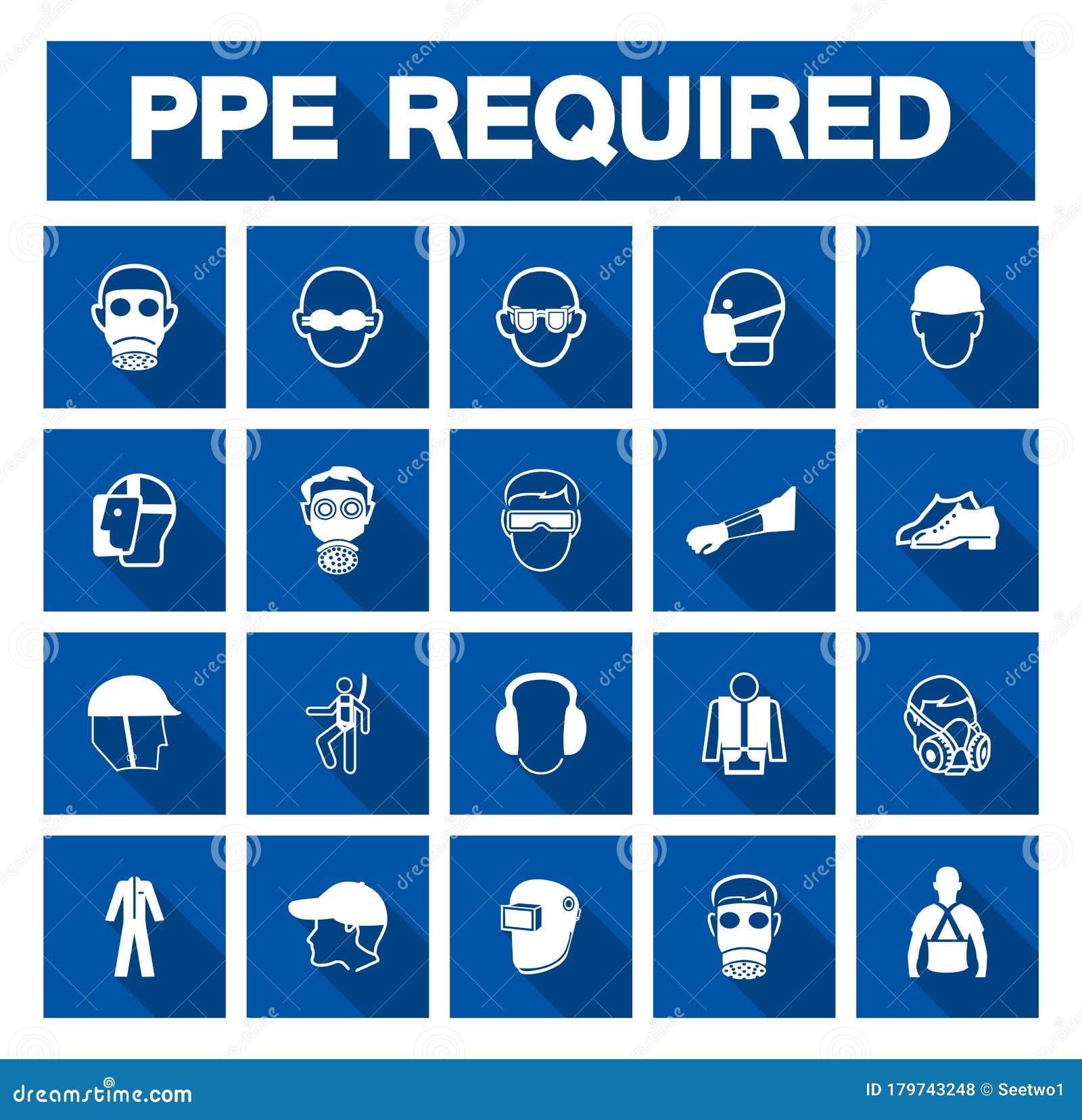 Required Personal Protective Equipment (PPE) Symbol,Safety Icon Stock ...
