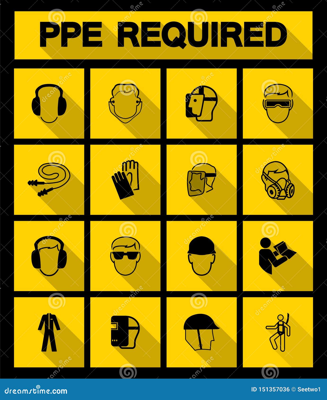 Required Personal Protective Equipment Ppe Symbol Safety Icon Isolate