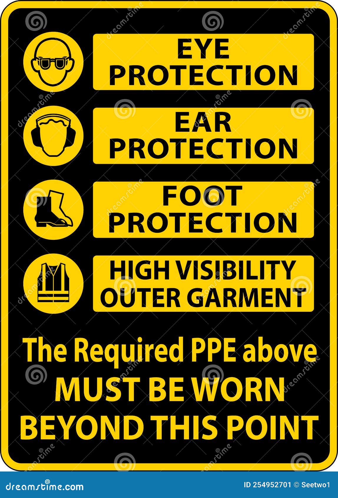 The Required PPE Must Be Worn Sign Stock Vector - Illustration of ...